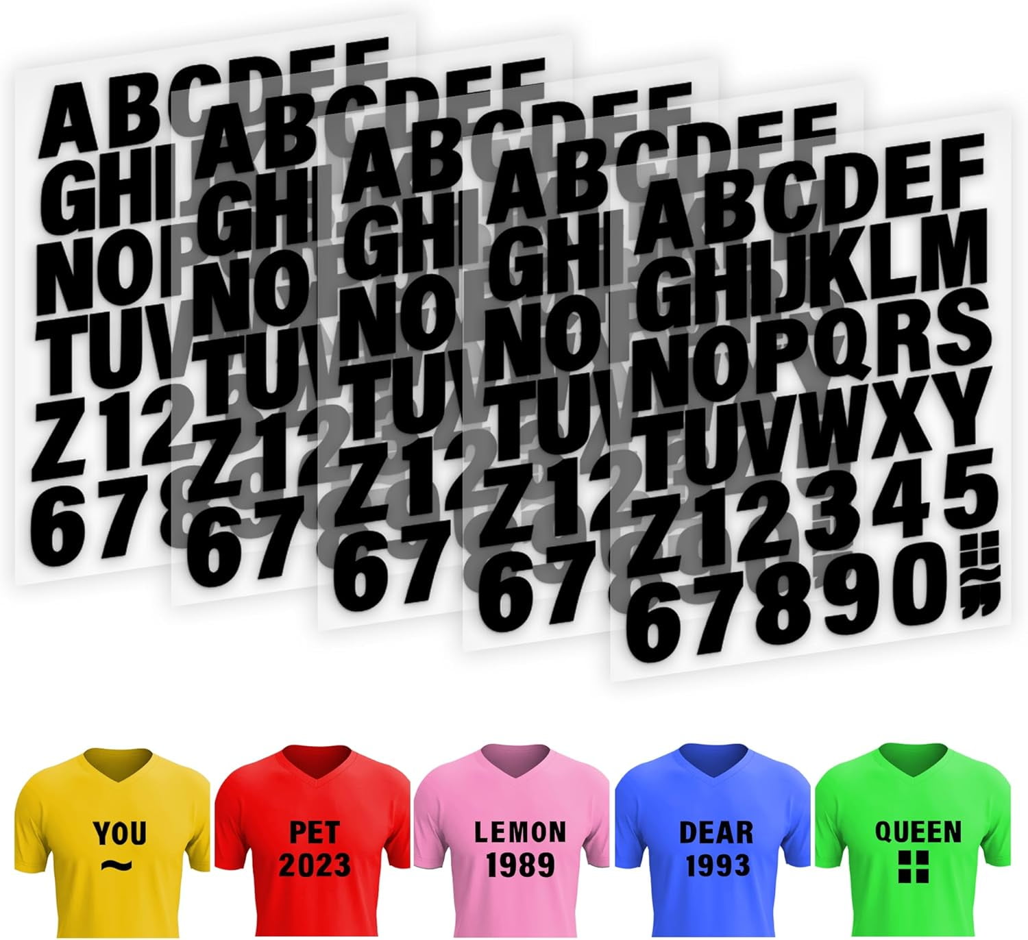 Iron on Letters for Clothing - 5 Sheets, 215 Pieces Black PU Heat ...
