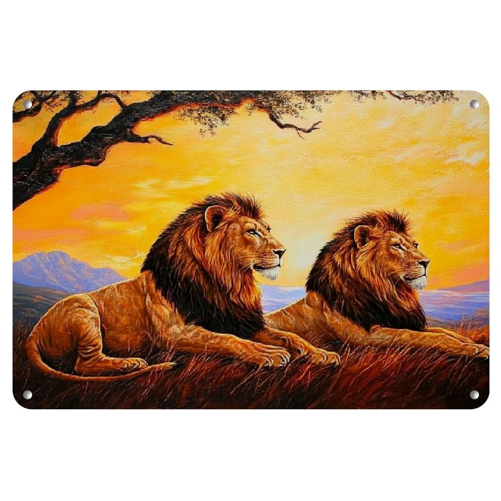 Iron Lion Metal Sign Wall Art - 1 Piece Vintage Iron Animal Decor for ...