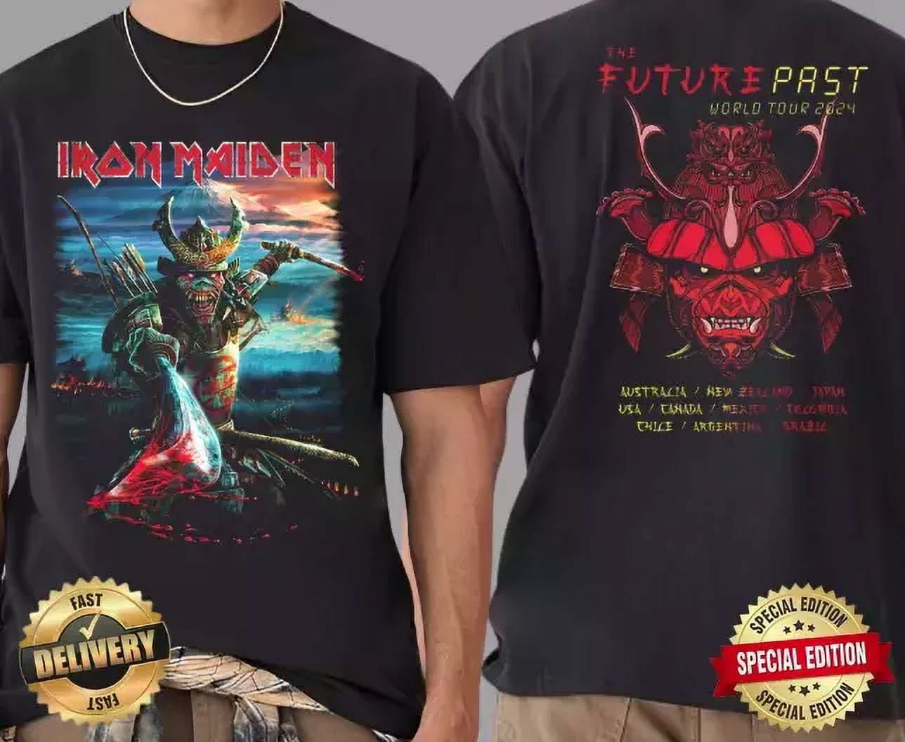 Iron Maiden Merch Tee The Future Past 2024 Tour 2 Side T-Shirt ...