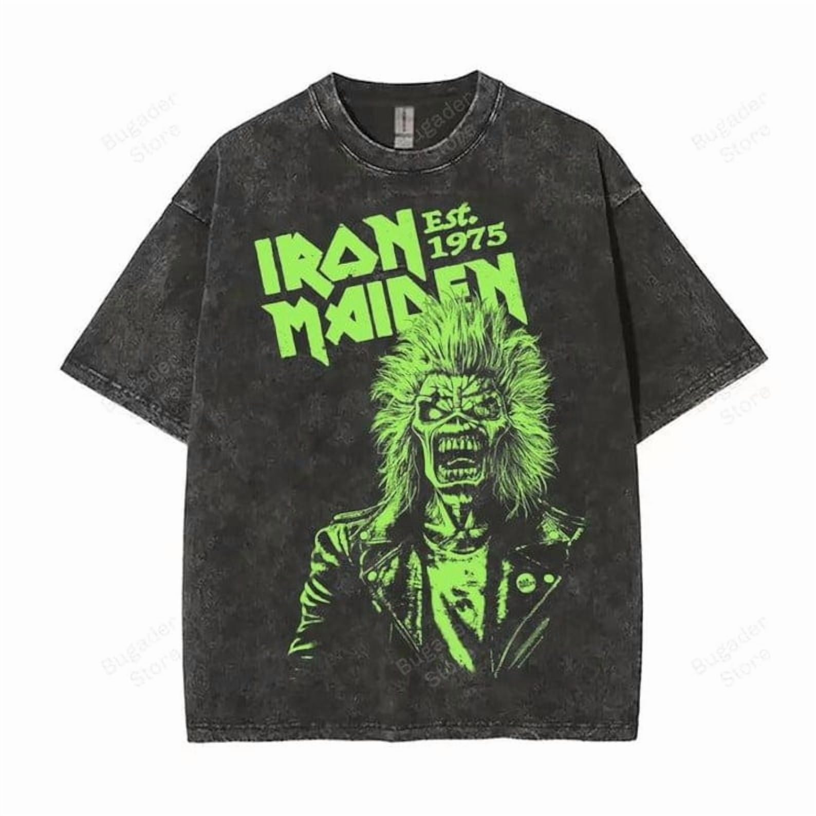 Iron Maiden Neon Green Eddie Tee – Est. 1975 Vintage Wash T-Shirt ...