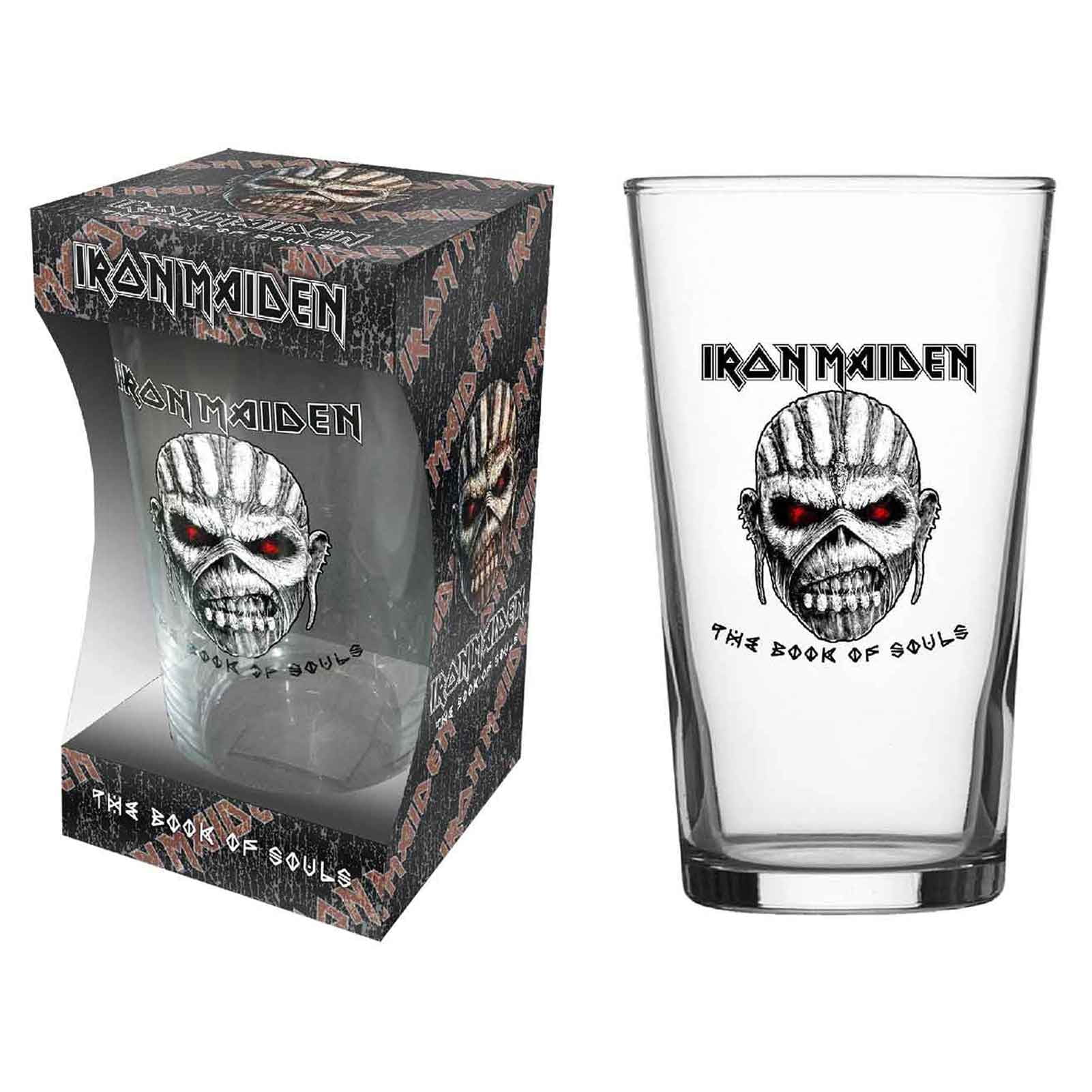 Iron Maiden Pint Glass Book Of Souls Eddie Band Logo new Official Boxed ...