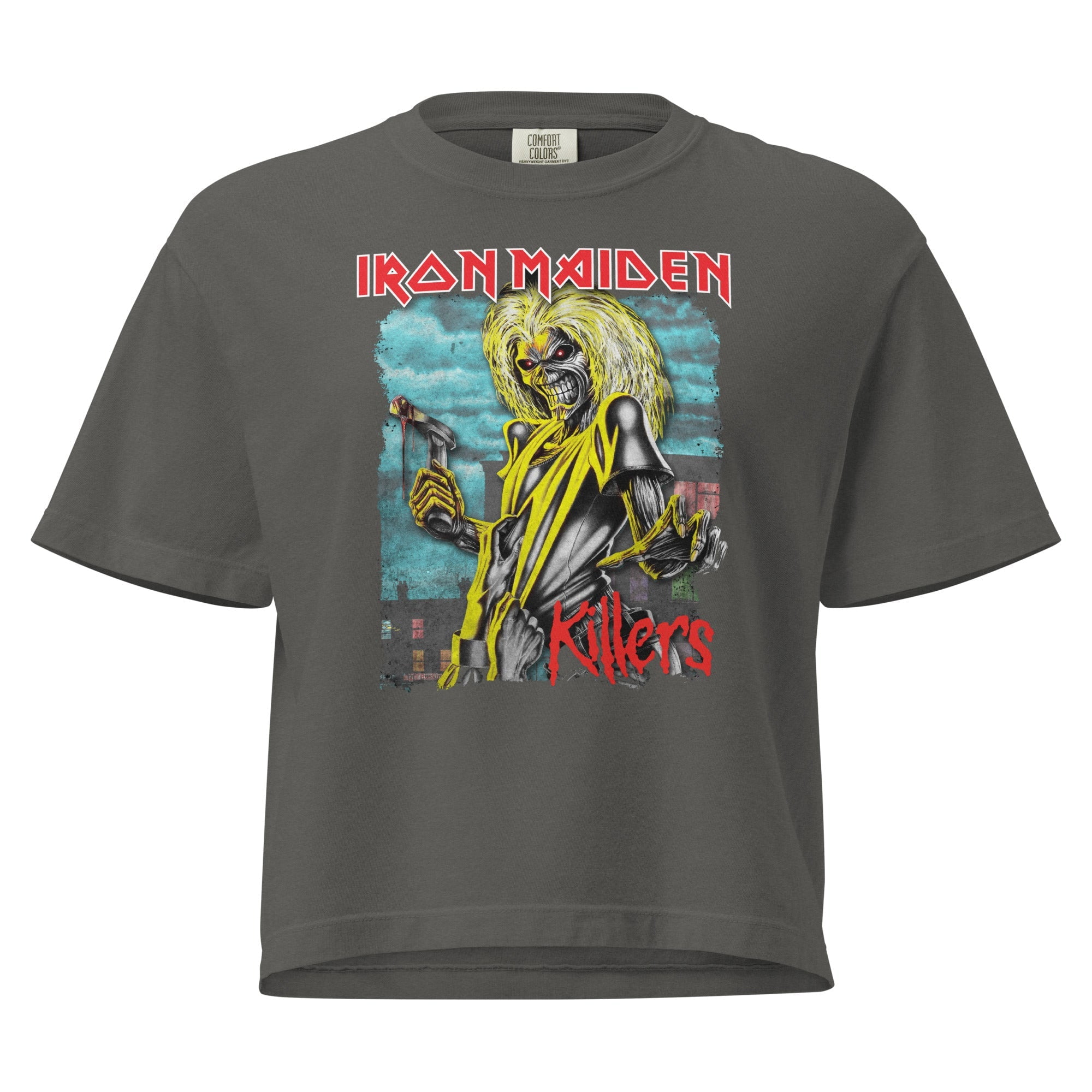 Iron Maiden Powerslave White Pharoh Mineral Wash Womens Crop Top ...