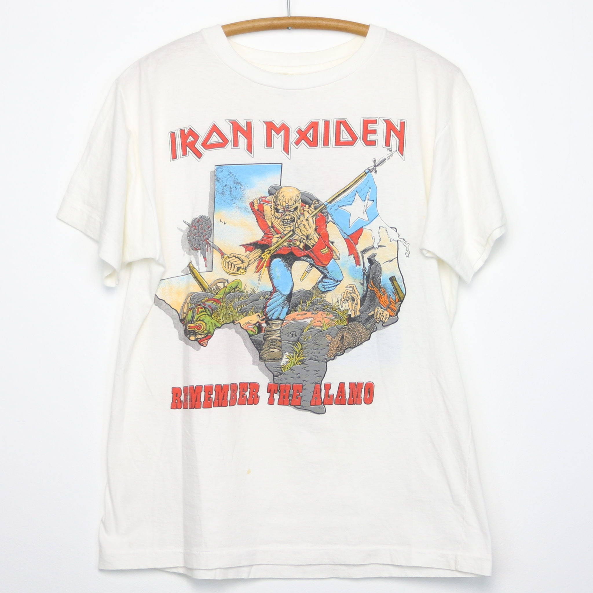Iron Maiden Shirt Vintage tshirt 1983 Brain Damage In Tejas Tour Concert Tee 1980s Bruce ...
