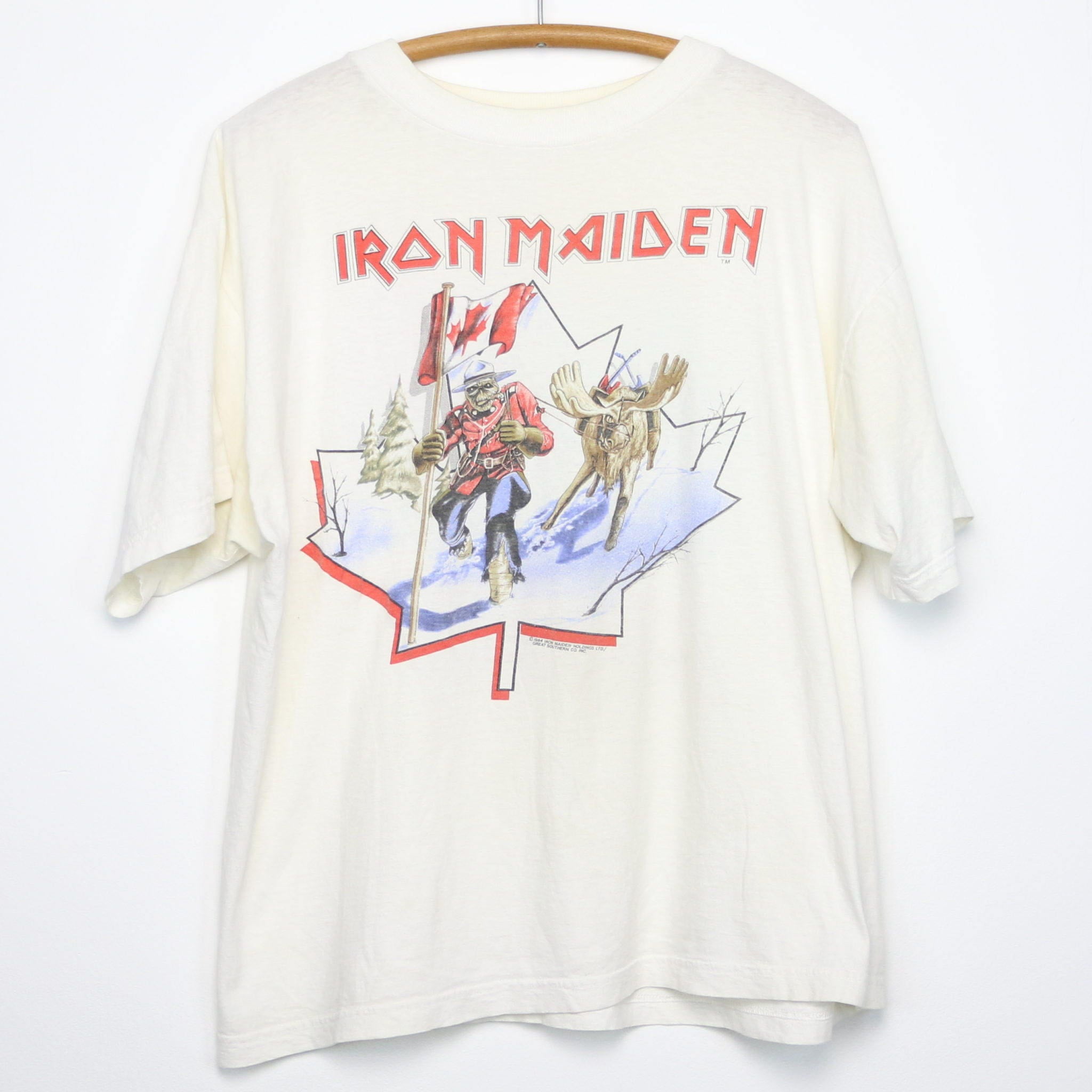 Iron Maiden Shirt Vintage tshirt 1984 Canadian Slavery Tour Powerslave ...
