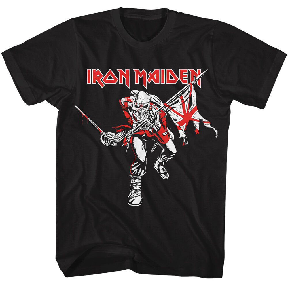 Iron Maiden The Trooper Bloody Sword Brittish Flag Men's T Shirt Rock ...