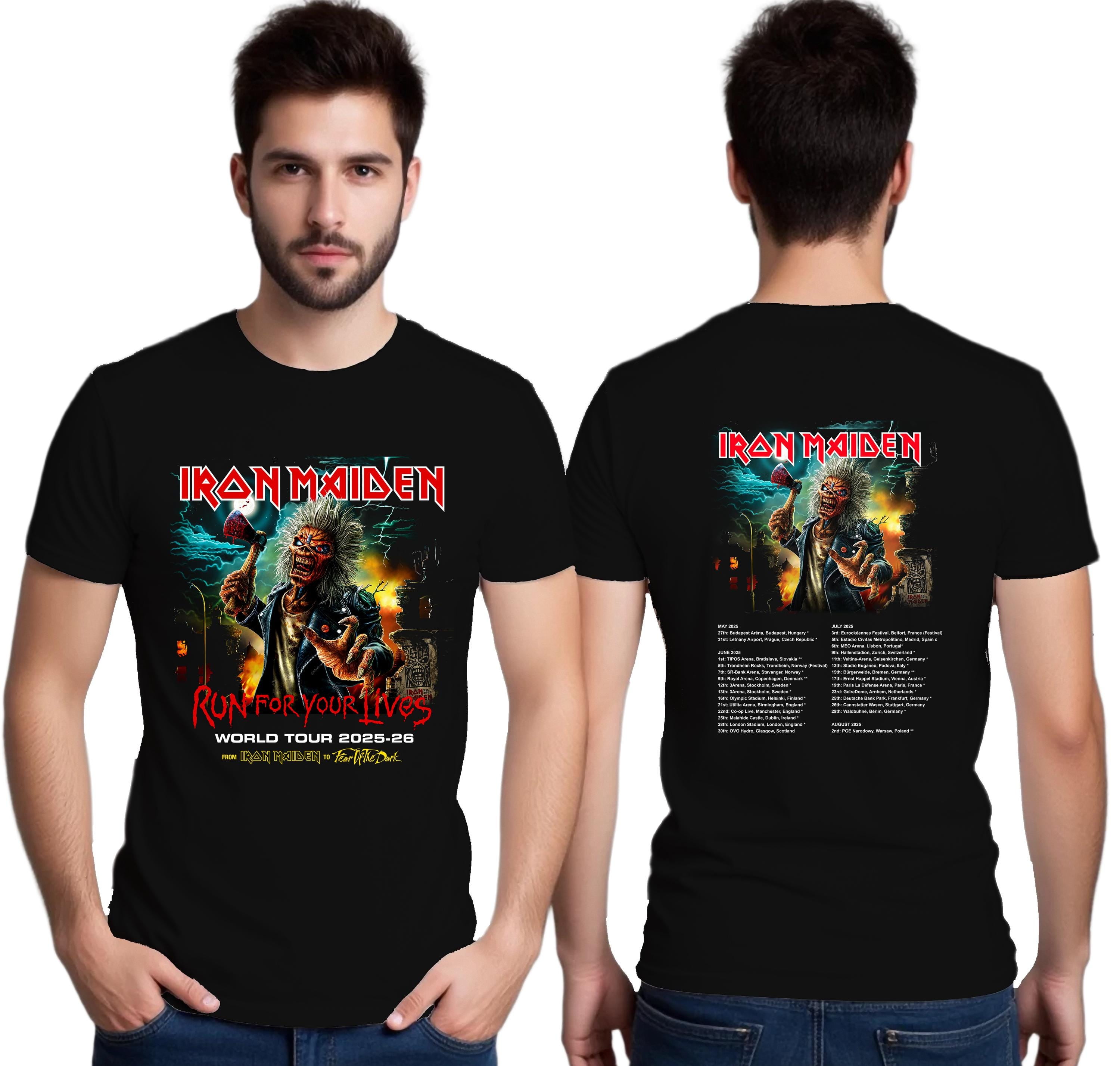 Iron! Maiden Tour 2025-26 T-Shirt, Run for Your Lives Tour 2025 with ...