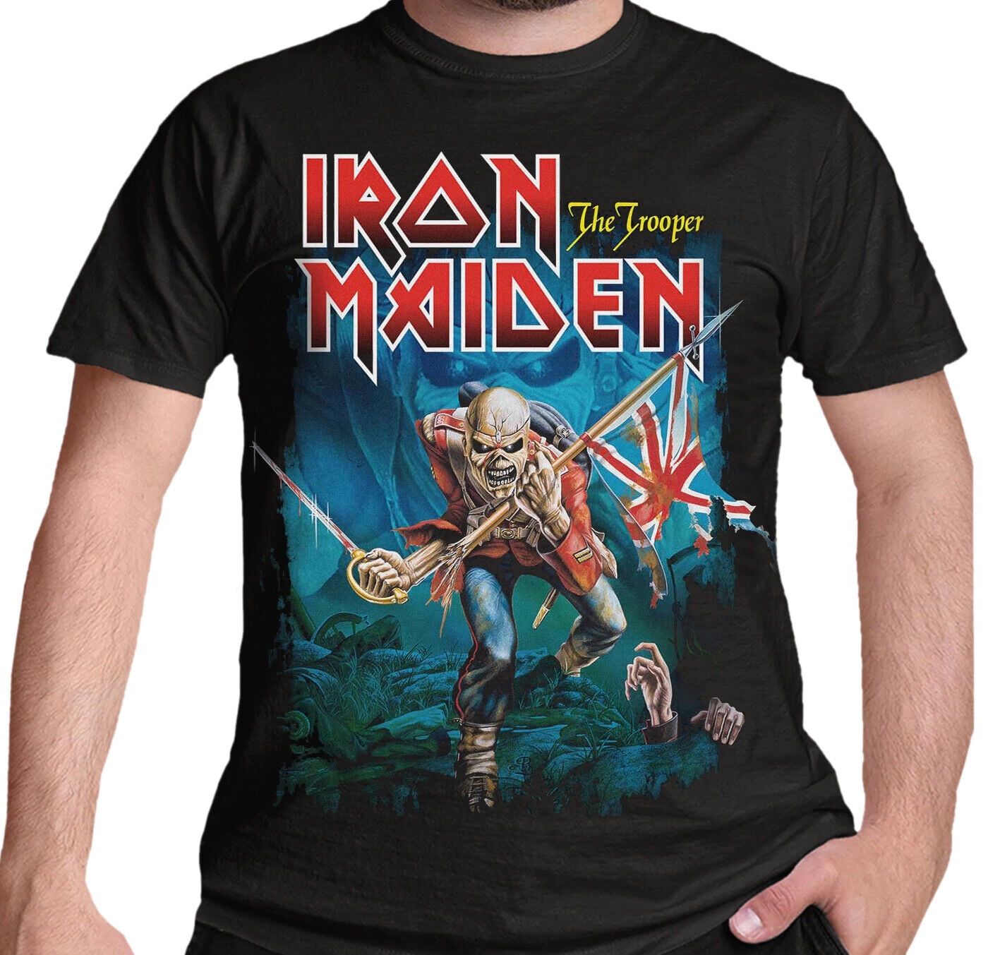 Iron Maiden Trooper Eddie Large Eyes T Shirt Official Black Heavy Metal Rock New - Walmart.com