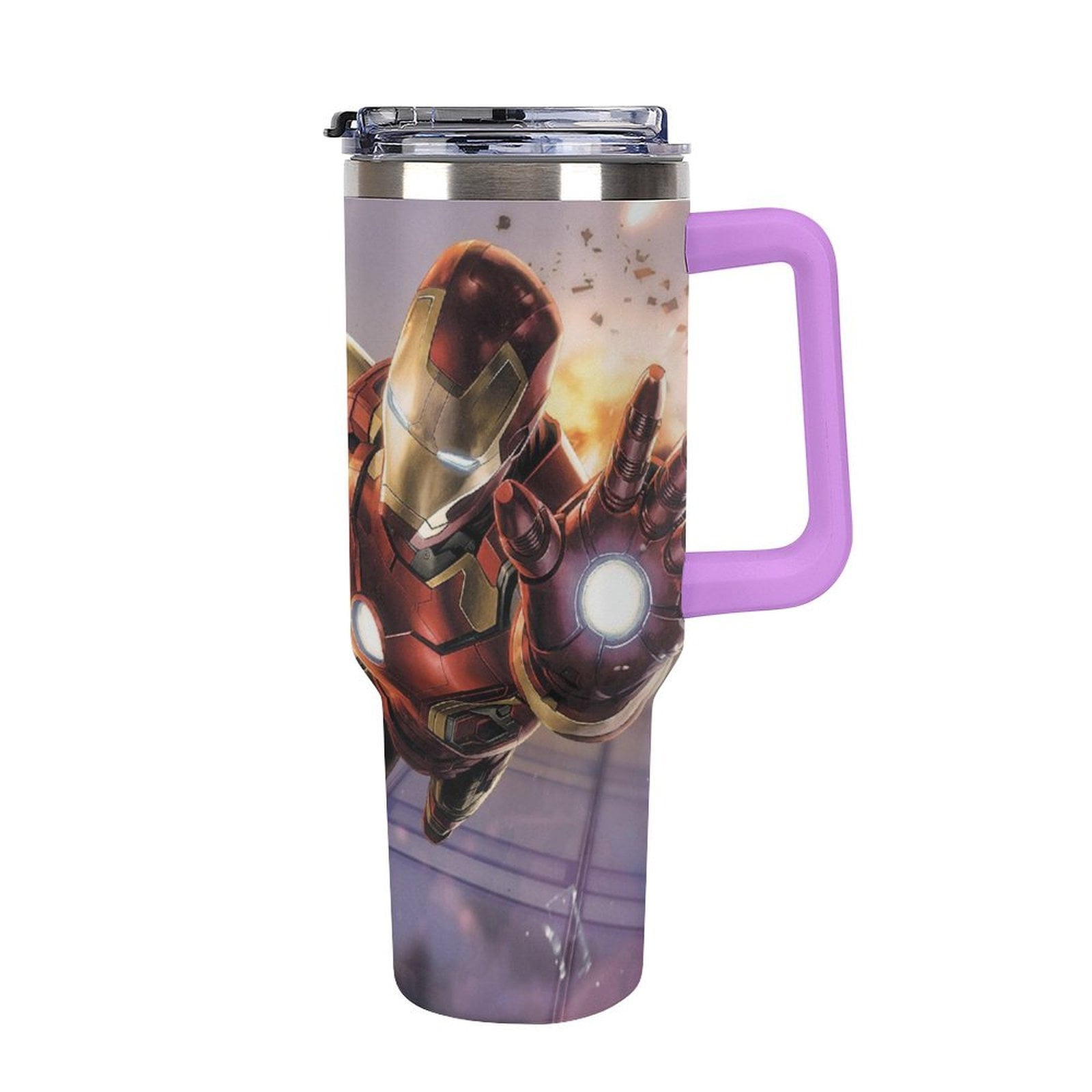 Iron Man 40 Oz Tumbler With Handle And Straw, Stainless Steel Vacuum ...