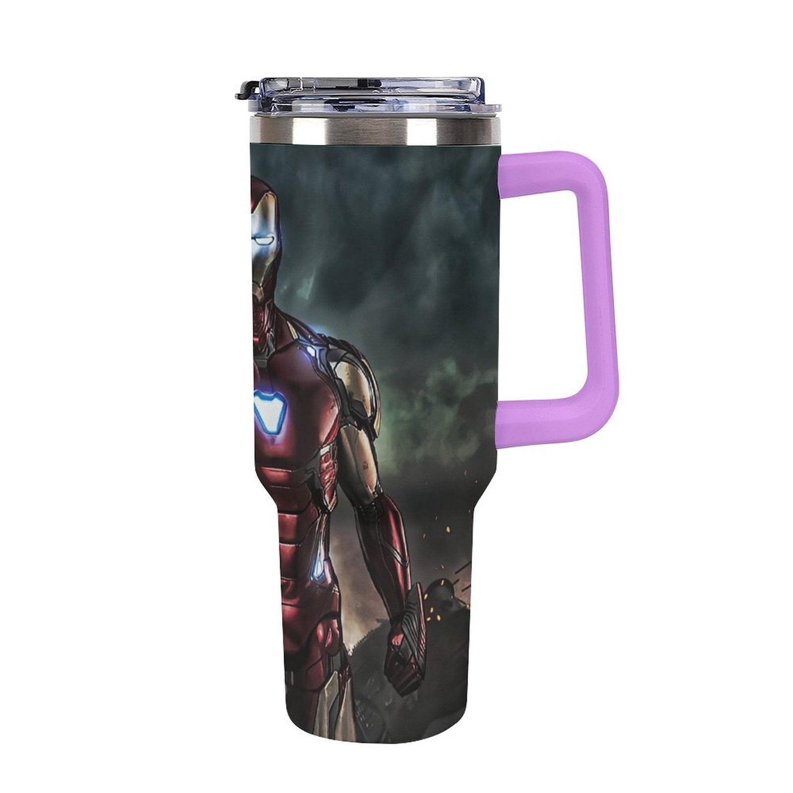 Iron Man 40 Oz Tumbler With Handle And Straw, Stainless Steel Vacuum ...