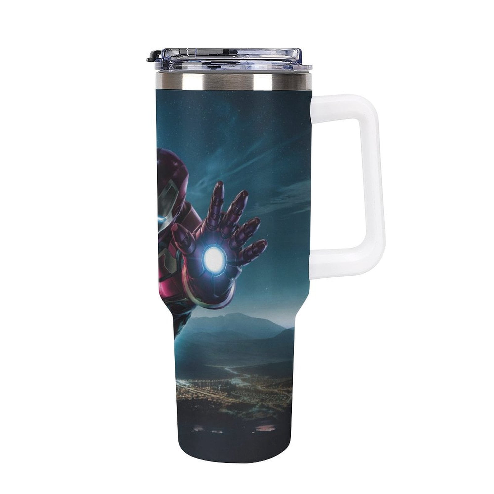 Iron Man 40 Oz Tumbler with Handle And Straw, Stainless Steel Double ...
