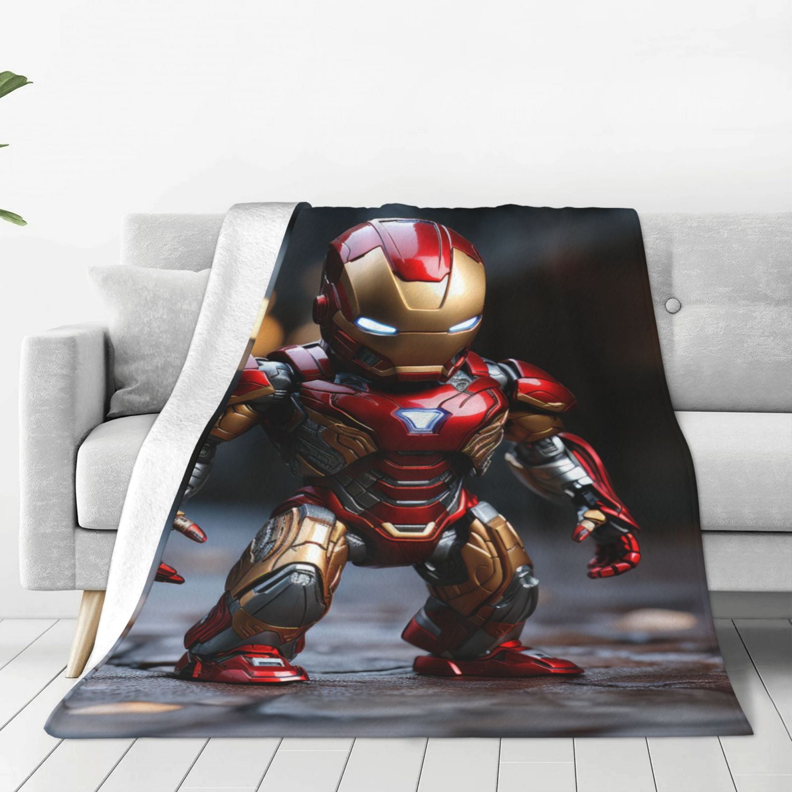 Iron Man Blanket Anime Soft Micro Fleece Blanket All Season Lightweight ...