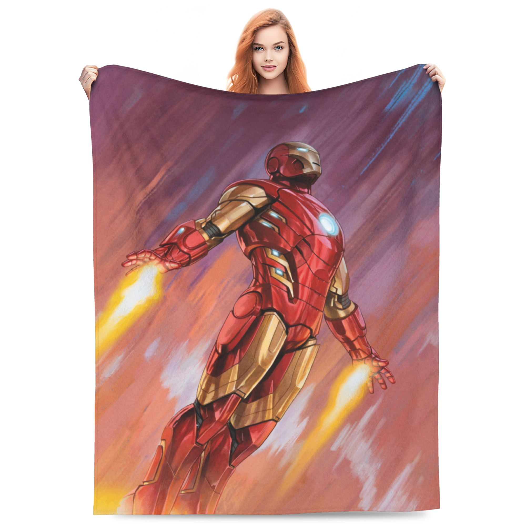 Iron Man Blanket Ultra Soft Flannel Throw Blanket Lightweight Warm Cozy ...