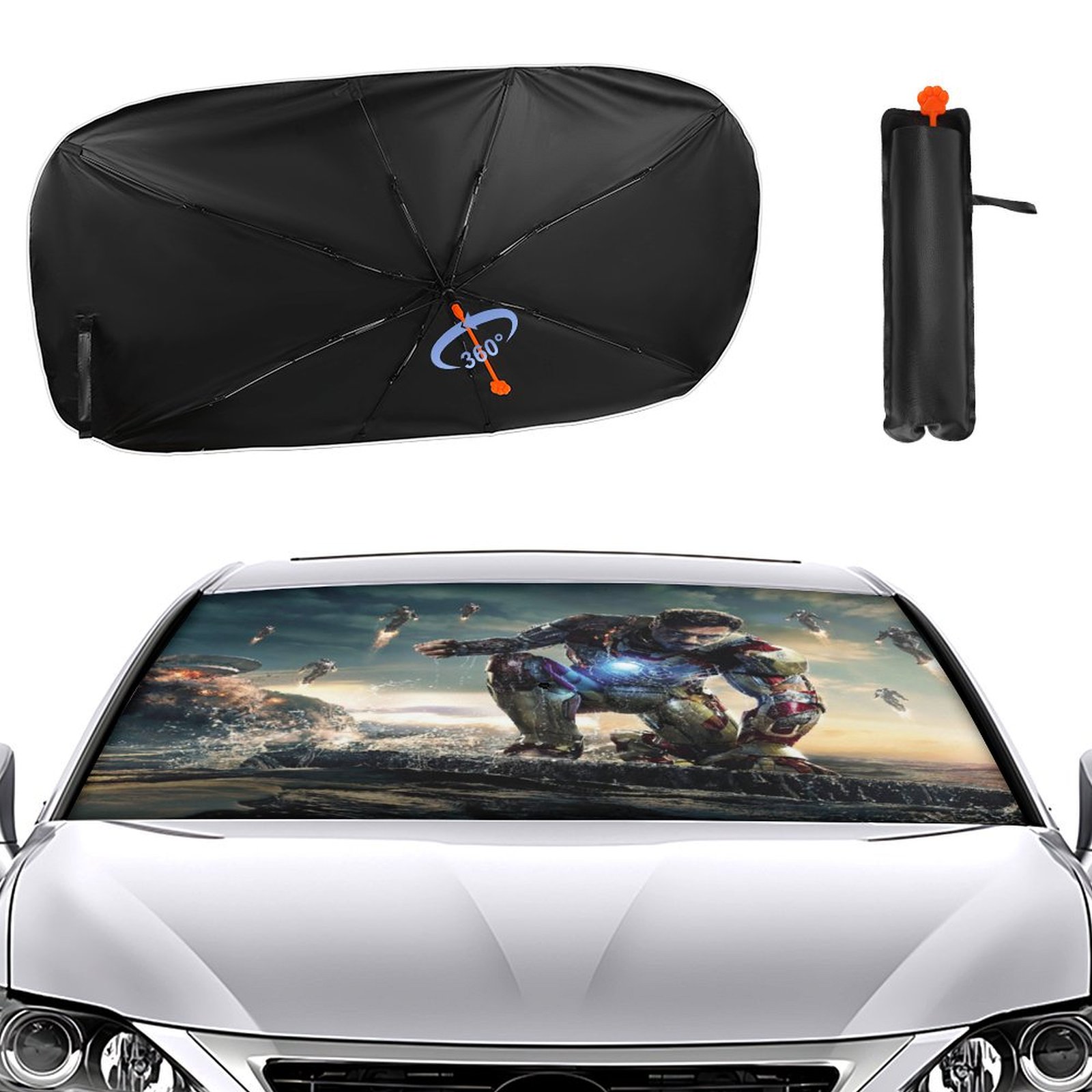 Iron Man Car Windshield Sun Shade Umbrella, UV Protection & Heat ...