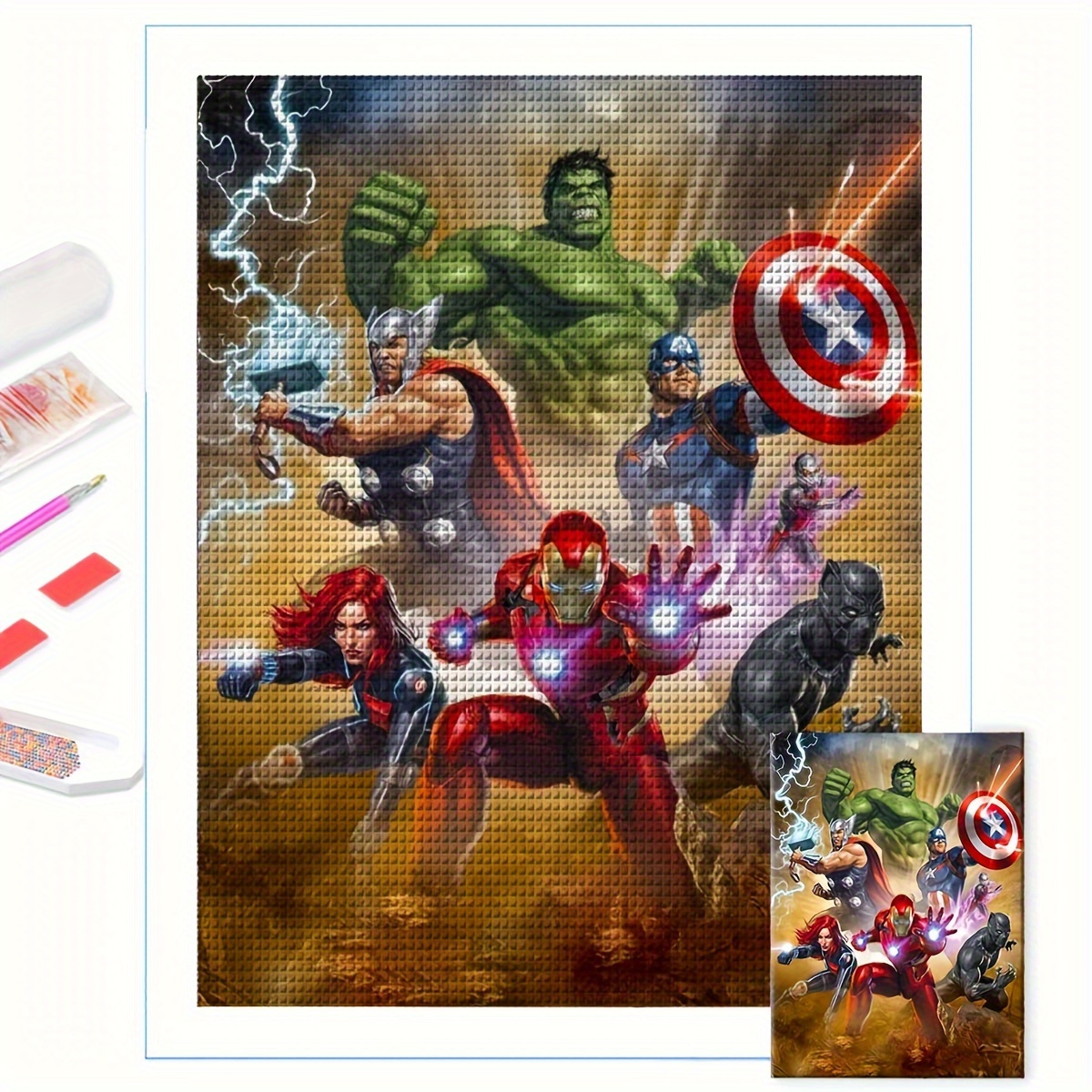 Iron Man & Hulk 5D Diy Diamond Painting Kit - Full Round Drill Mosaic ...