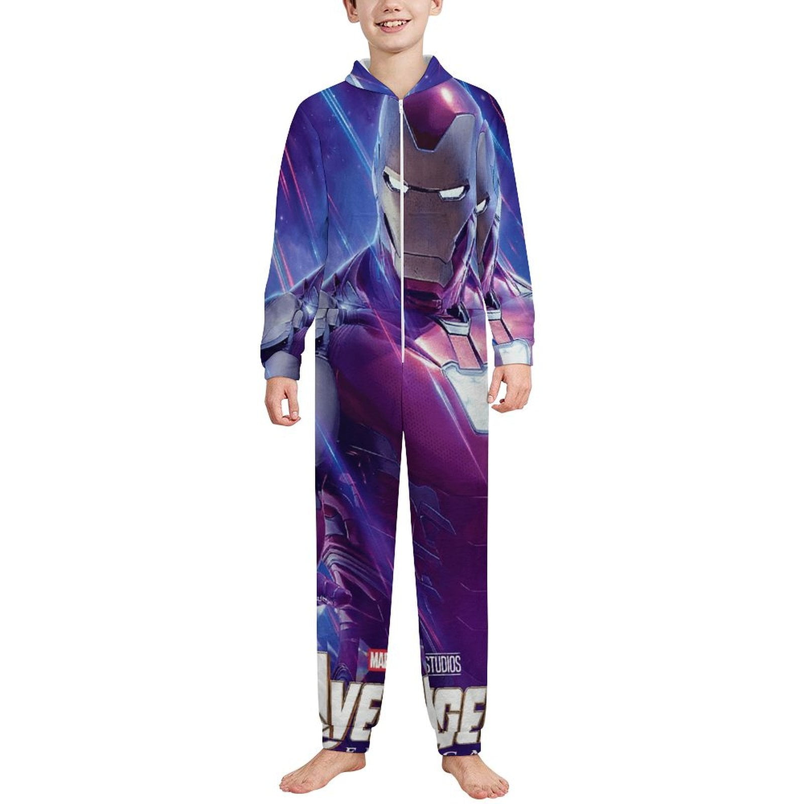 Iron Man Kids Pajamas One Piece Hooded Union Suit Onesie PJs Sleepwear ...