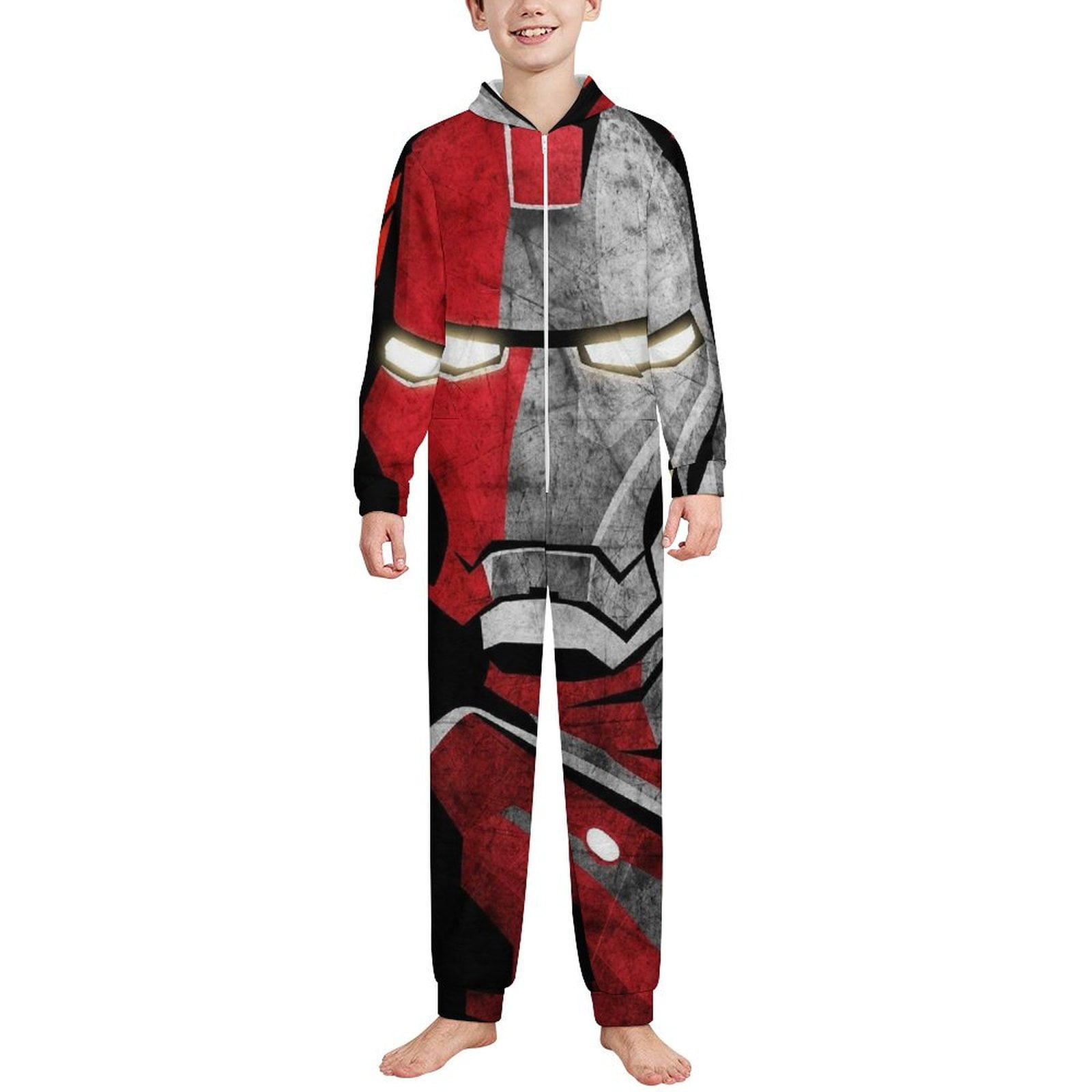 Iron Man Kids Pajamas One Piece Hooded Union Suit Onesie PJs Sleepwear ...