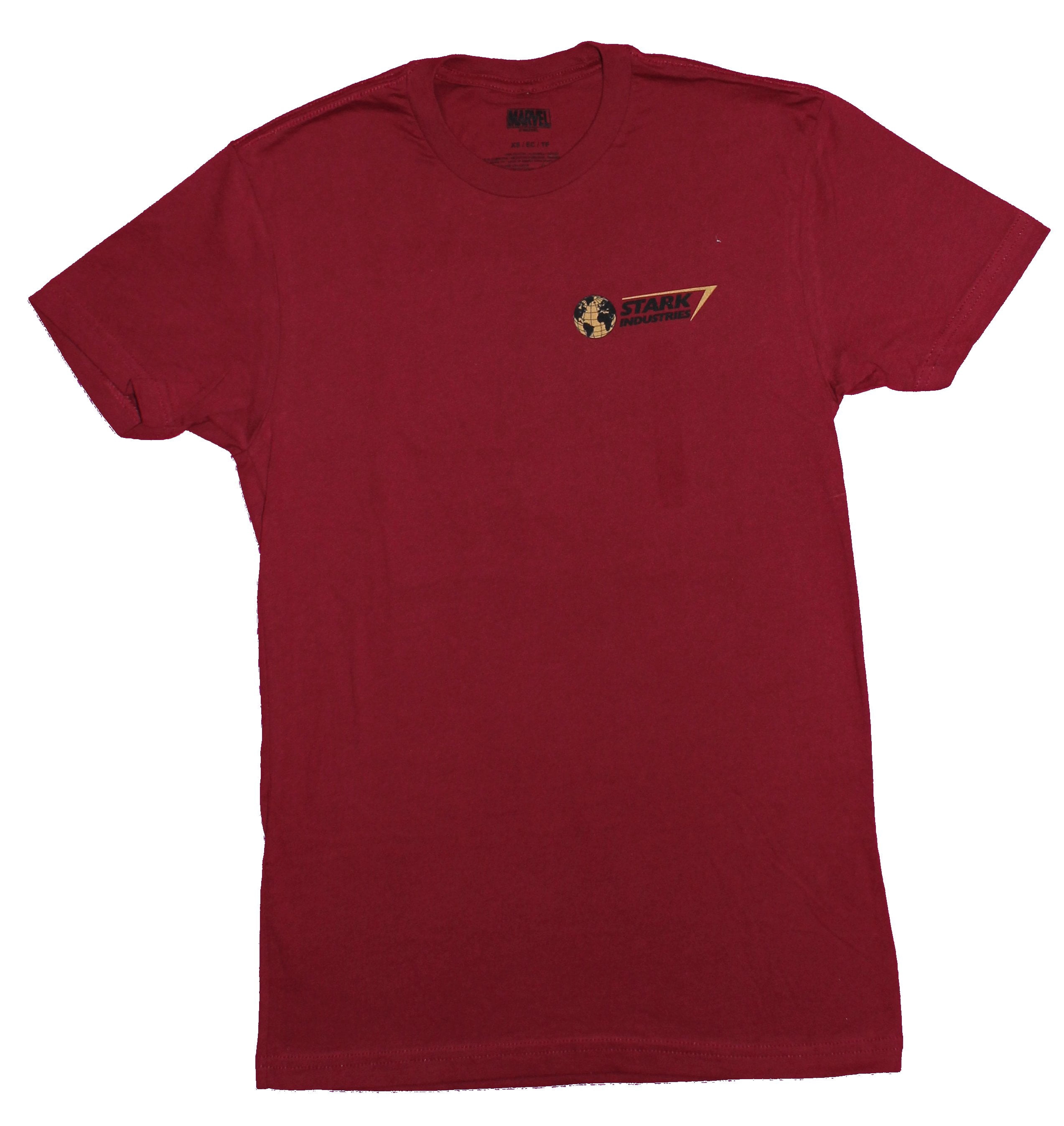 Iron Man Mens T-Shirt - Stark Industries Lapel Face & Motto Back (2X ...