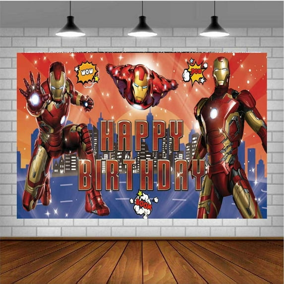 Iron Man Post Wall Decor Birthday Banner Backdrop Background Party ...