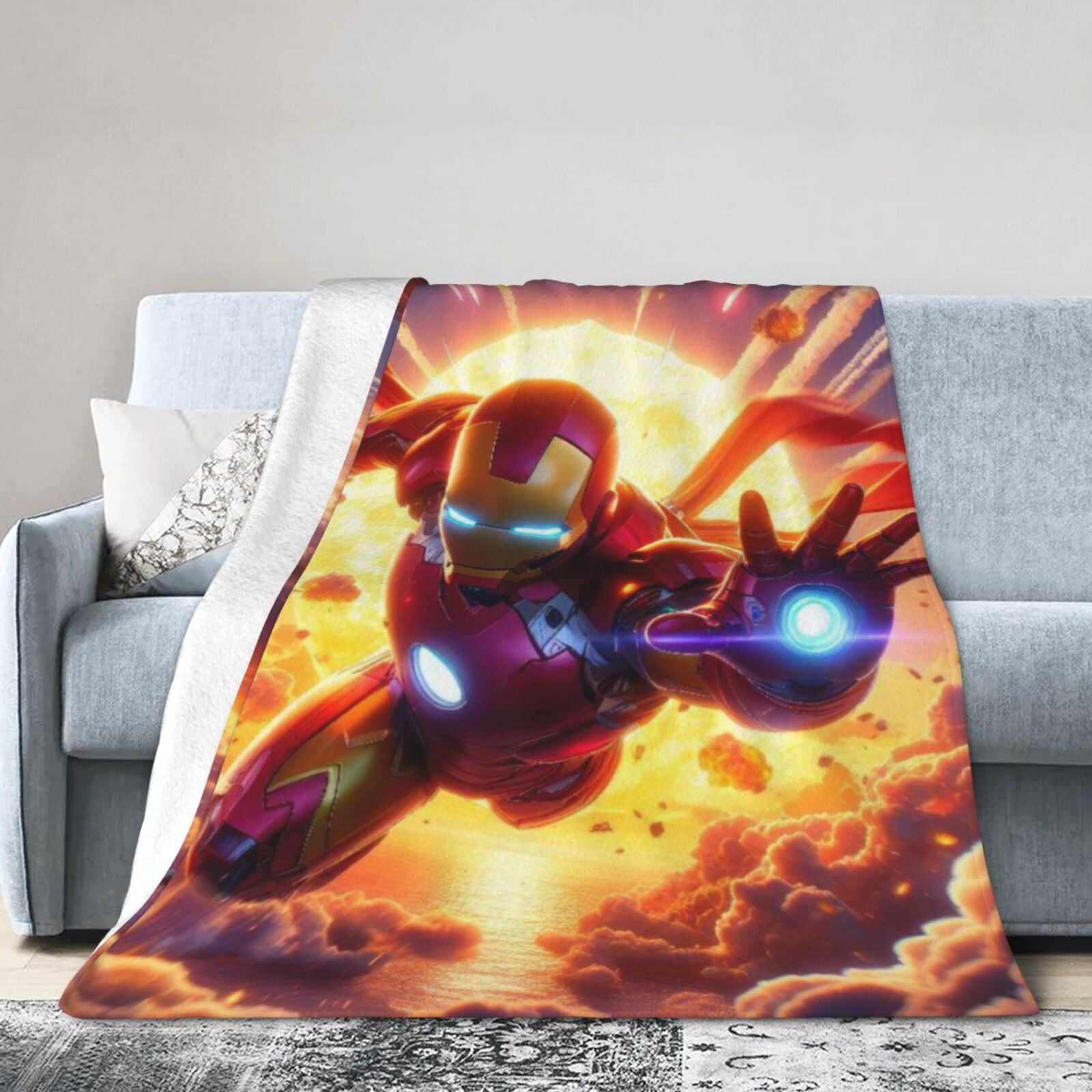Iron Man Throw Blanket Kids Plush Blanket Ultra-Soft Micro Flannel ...