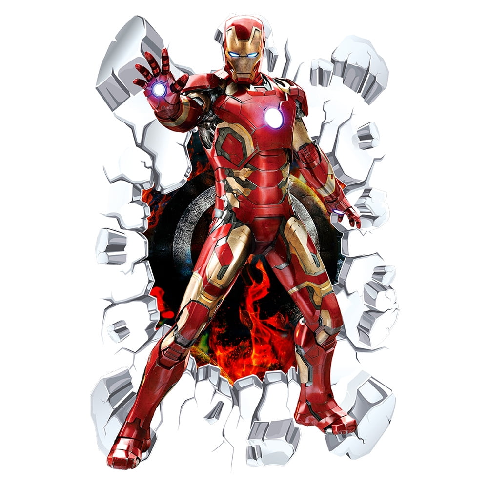 Iron Man Wall Sticker Marvel Avengers 3D Wall Sticker Cartoon character ...