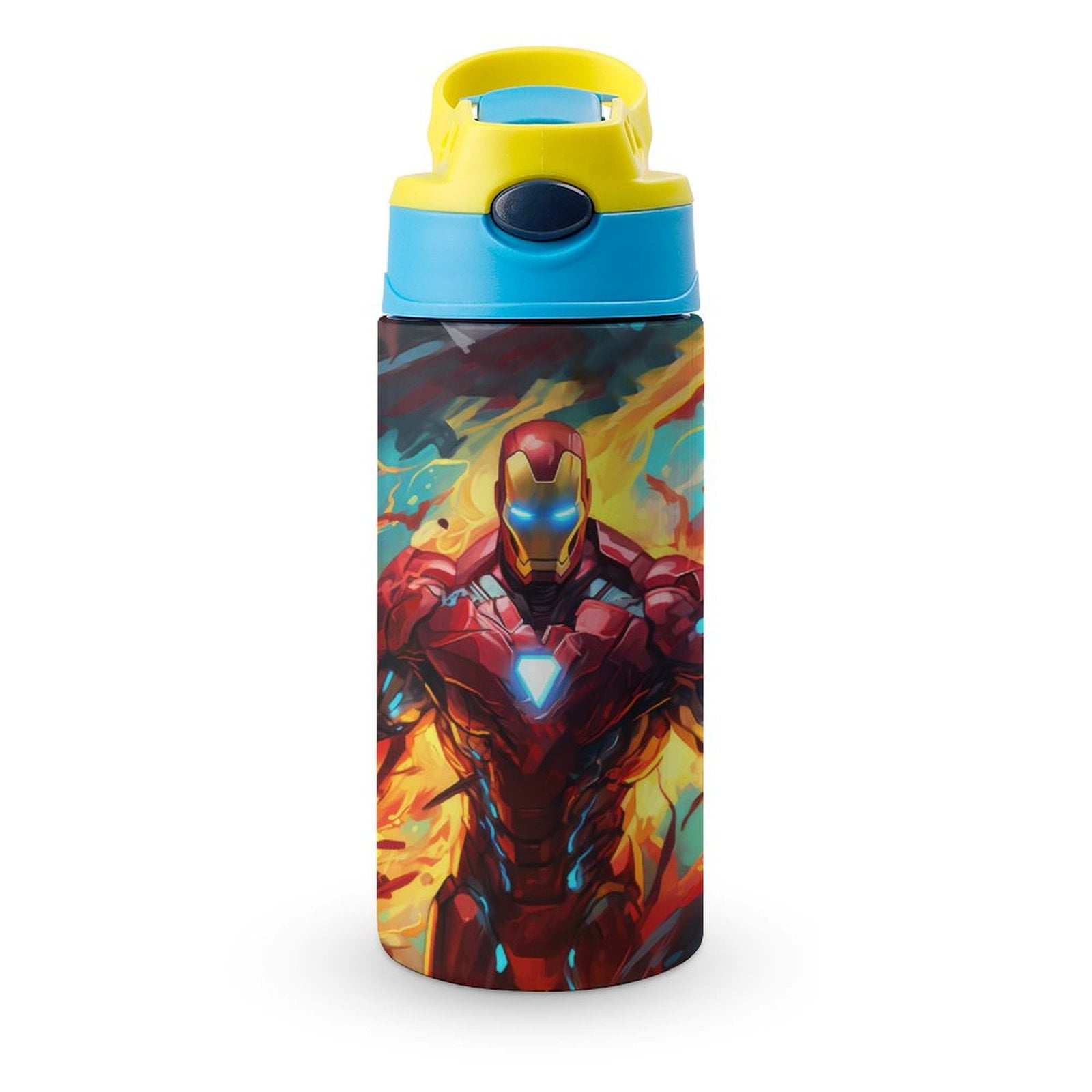 Iron Man Water Bottle with Straw Vacuum Insulated Stainless Steel ...
