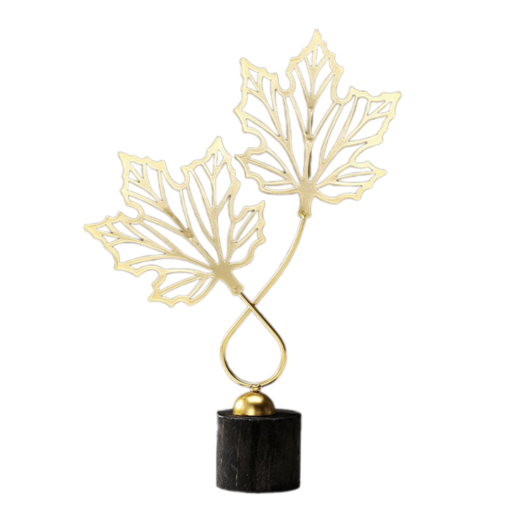 Iron Maple Ginkgo Leaf Sculpture with Base Home Decors Artistic Table ...