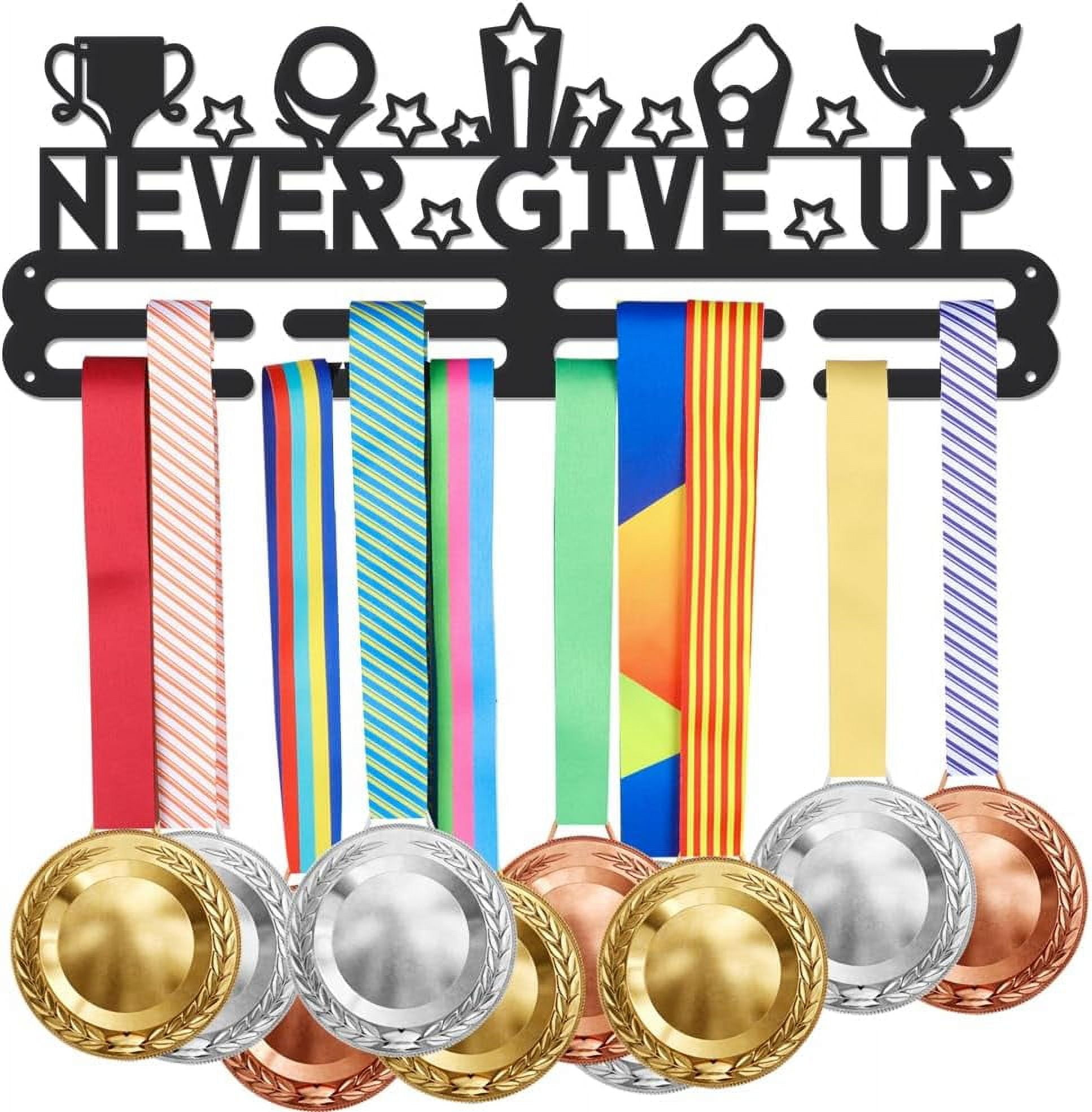 Iron Medal Hanger Holder Display Wall Rack 3-Line with Screws Black ...