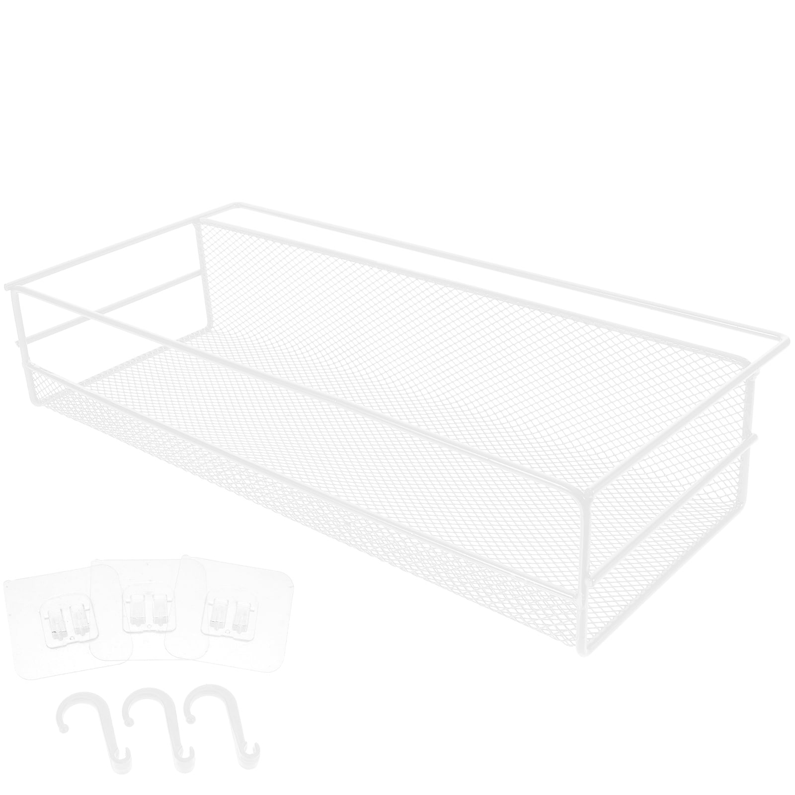 FENGGUIQU Non Punching White Iron Mesh Wall Hanging Storage Baskets for ...