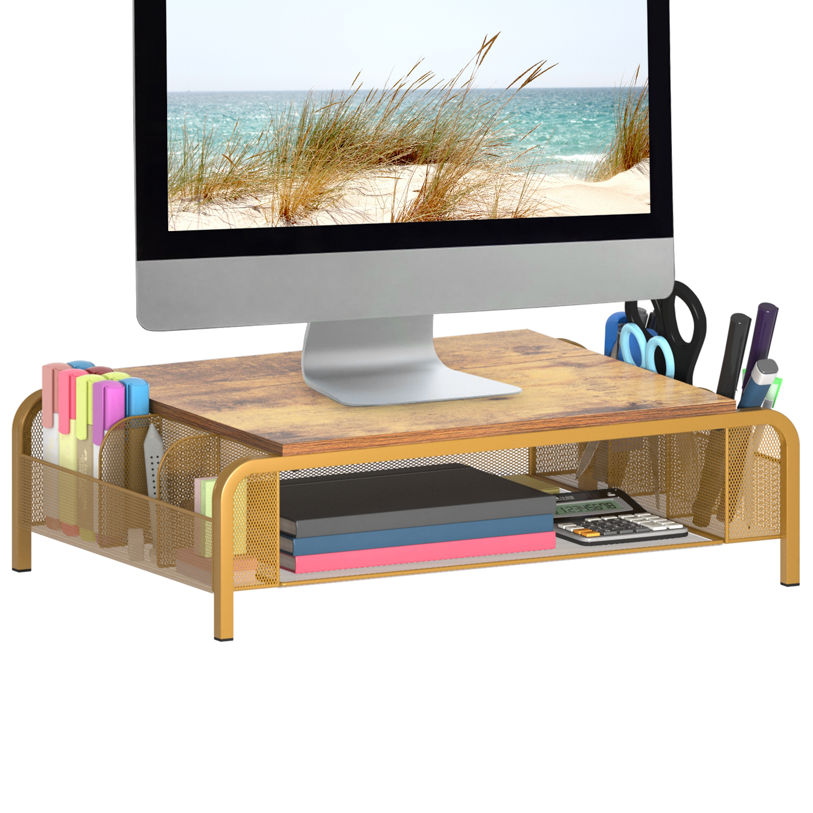 Muellery DIY Monitor Riser Computer Organizer Desk Stand 8x19x3in(19 ...