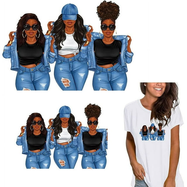 Iron On Decals for Clothing Design Afro Women Iron On Patches for Shirt ...