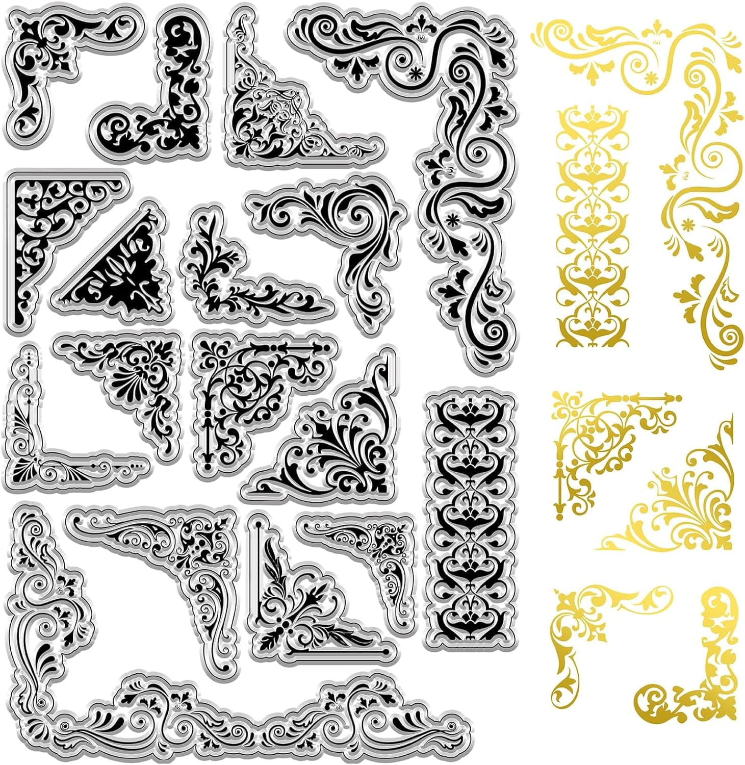 Iron Orchid Corner Clear Rubber Stamps European Pattern Border Vintage ...