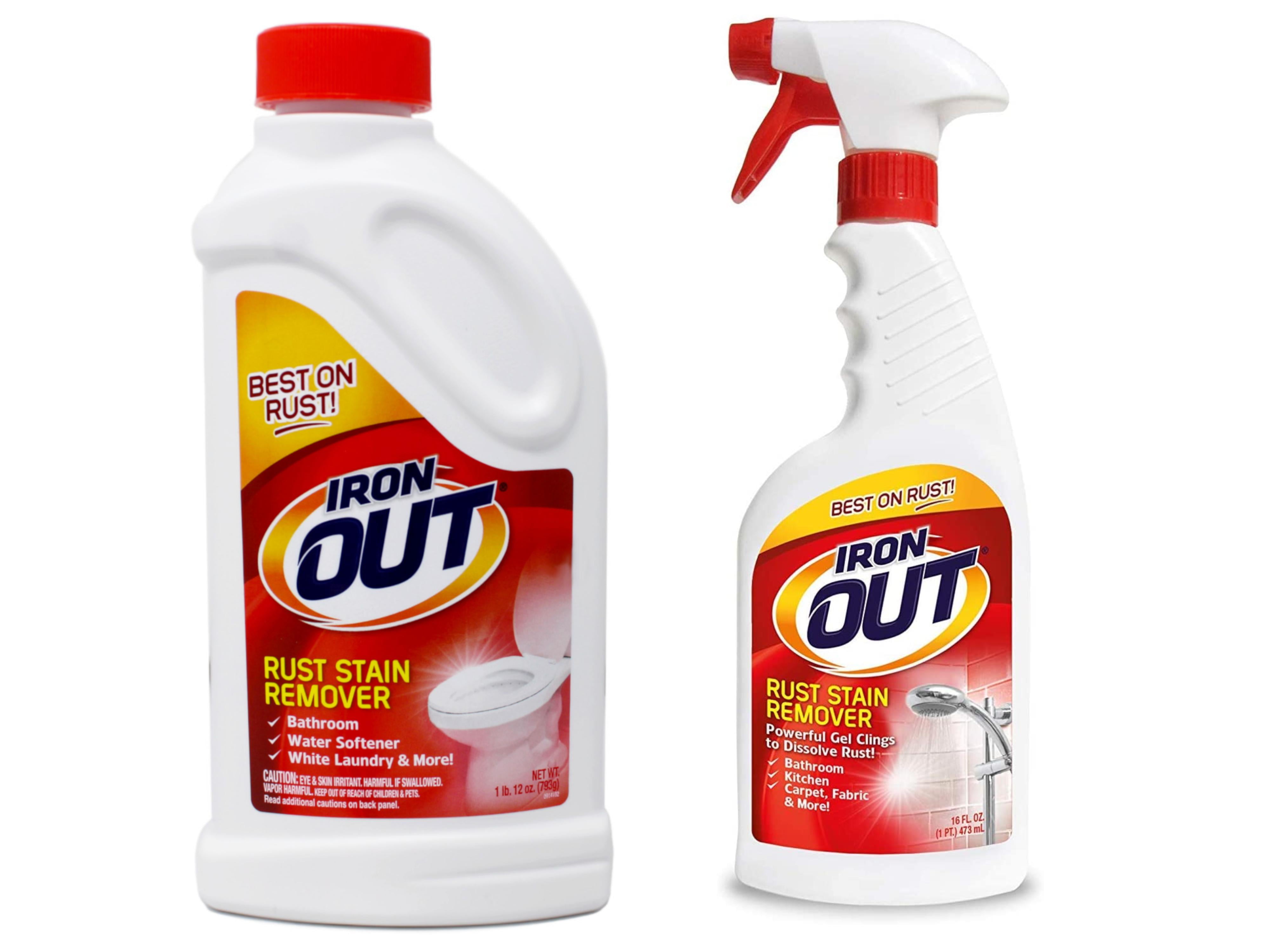 Iron Out Rust Stain Remover Powder, 1 lb 12 oz, and Powerful Gel Spray ...