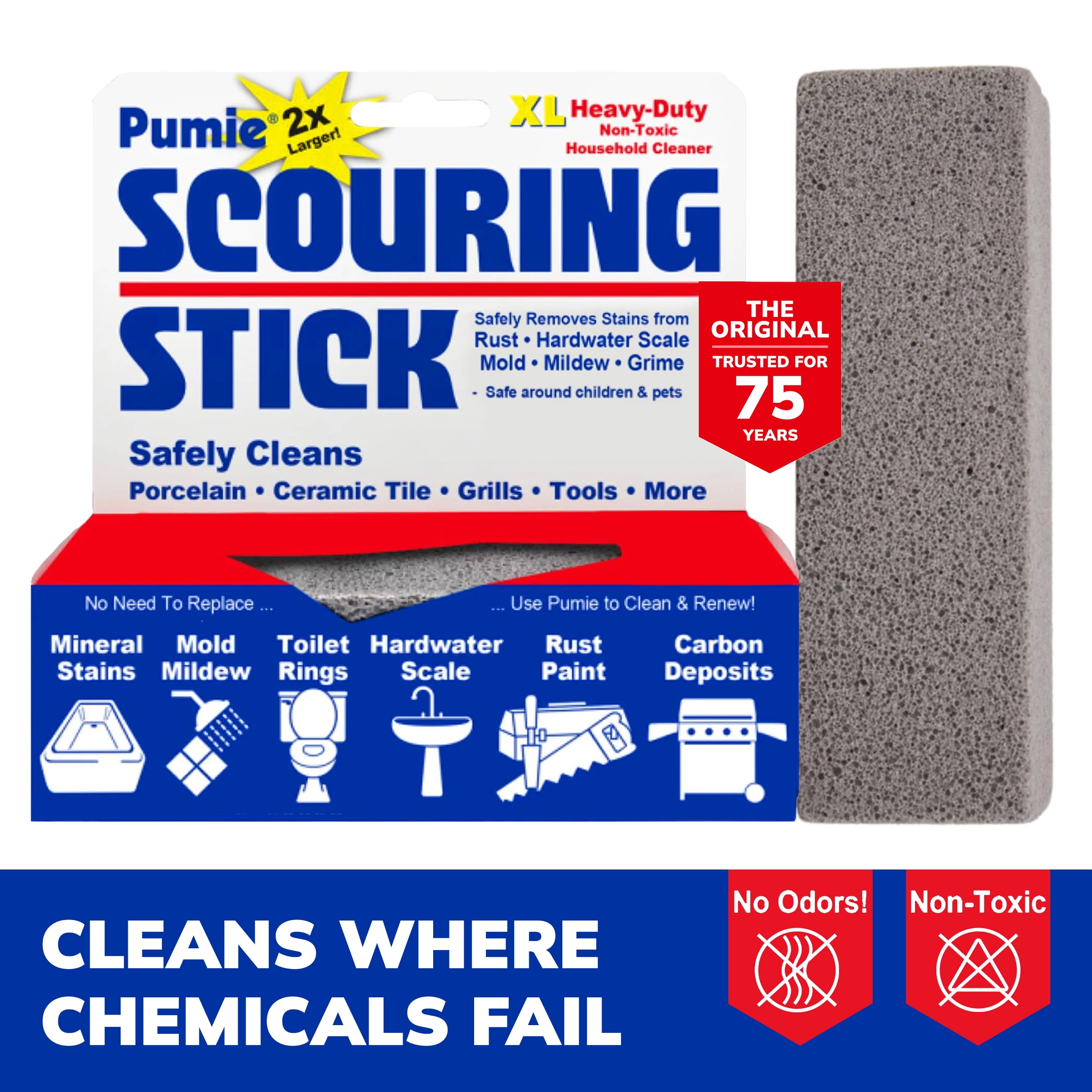 Pumie Heavy-Duty Scouring Stick 1 Pack for Stain Removal, Rust, Mildew ...