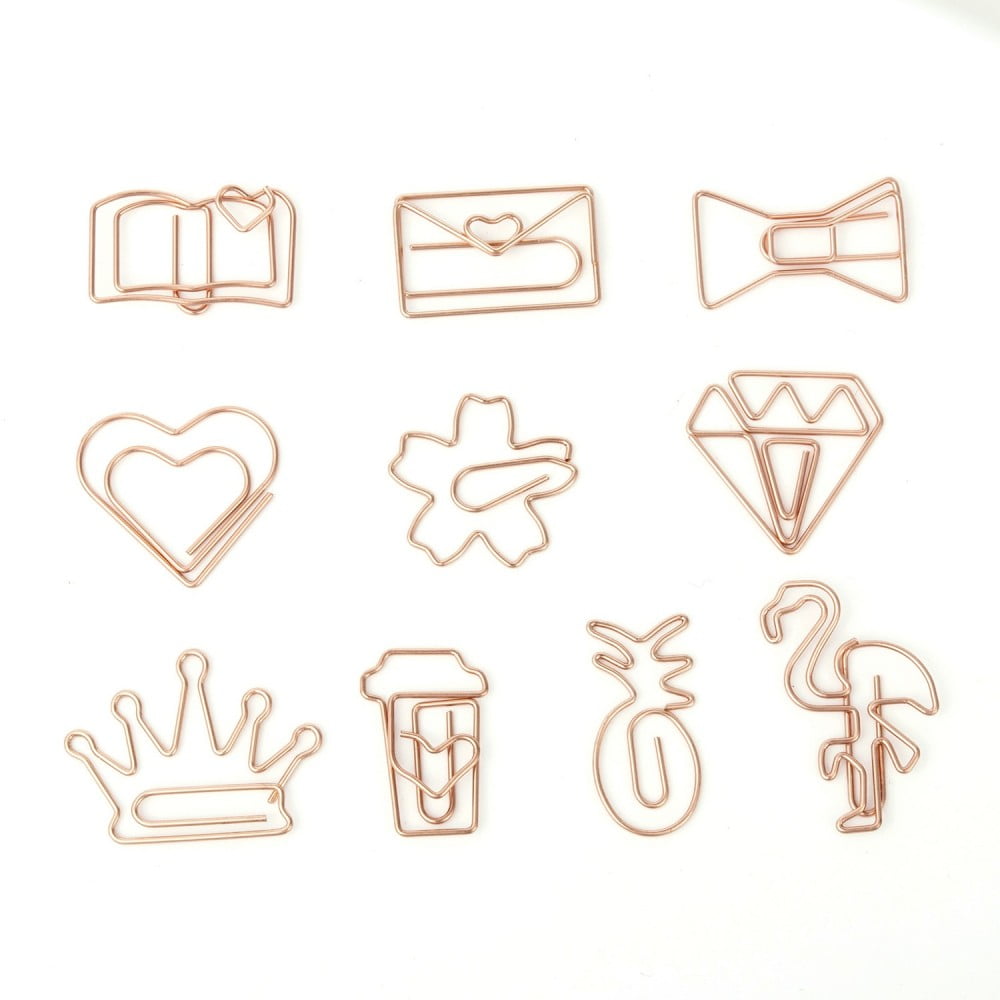 Iron Paperclips Cute Paper Clips Funny Bookmark Marking Clips Rose Gold ...