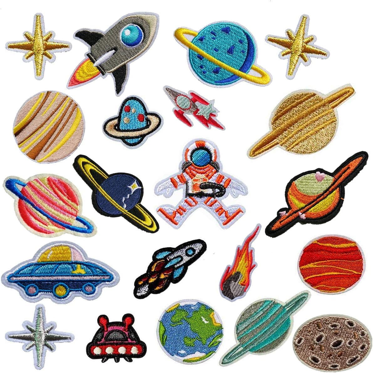 Iron on Patches 21 PCS Solar System Astronaut Space Planets Patch Iron ...