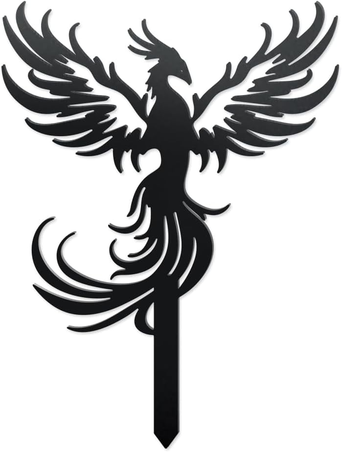 Iron Phoenix Rising Metal Decorative Garden Stakes Funny Bird Metal ...