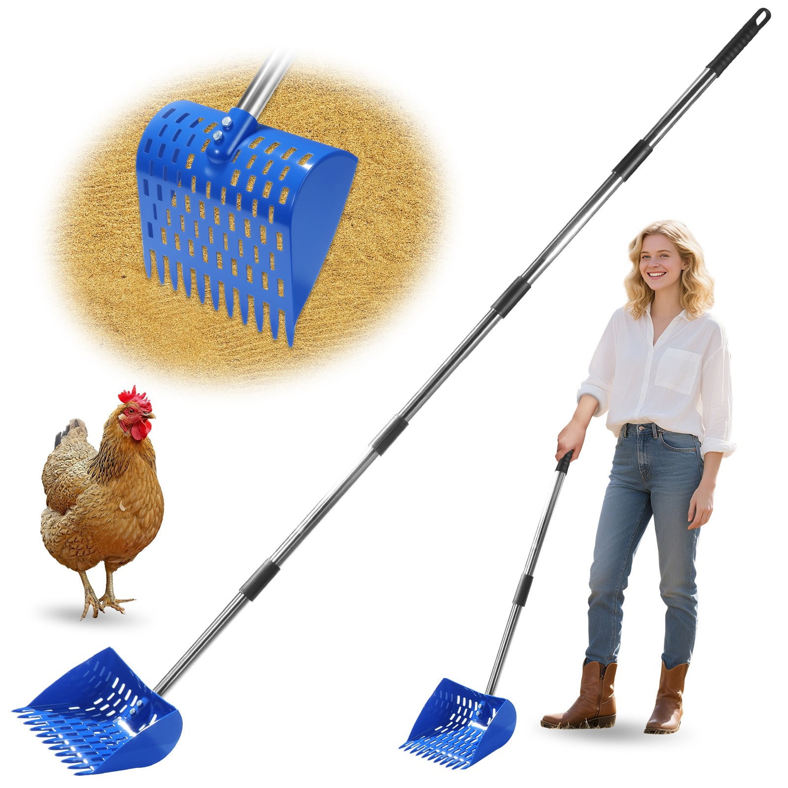 Iron Poultry Coops Manures Cleaning Scooper Tool With Sifting Rakes For ...