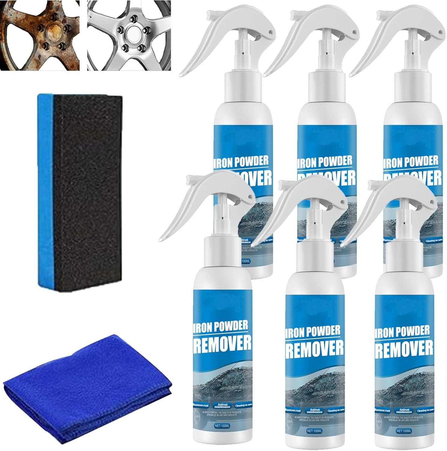 Iron Powder Remover, Car Rust Removal Spray, Multifunctional Paint ...