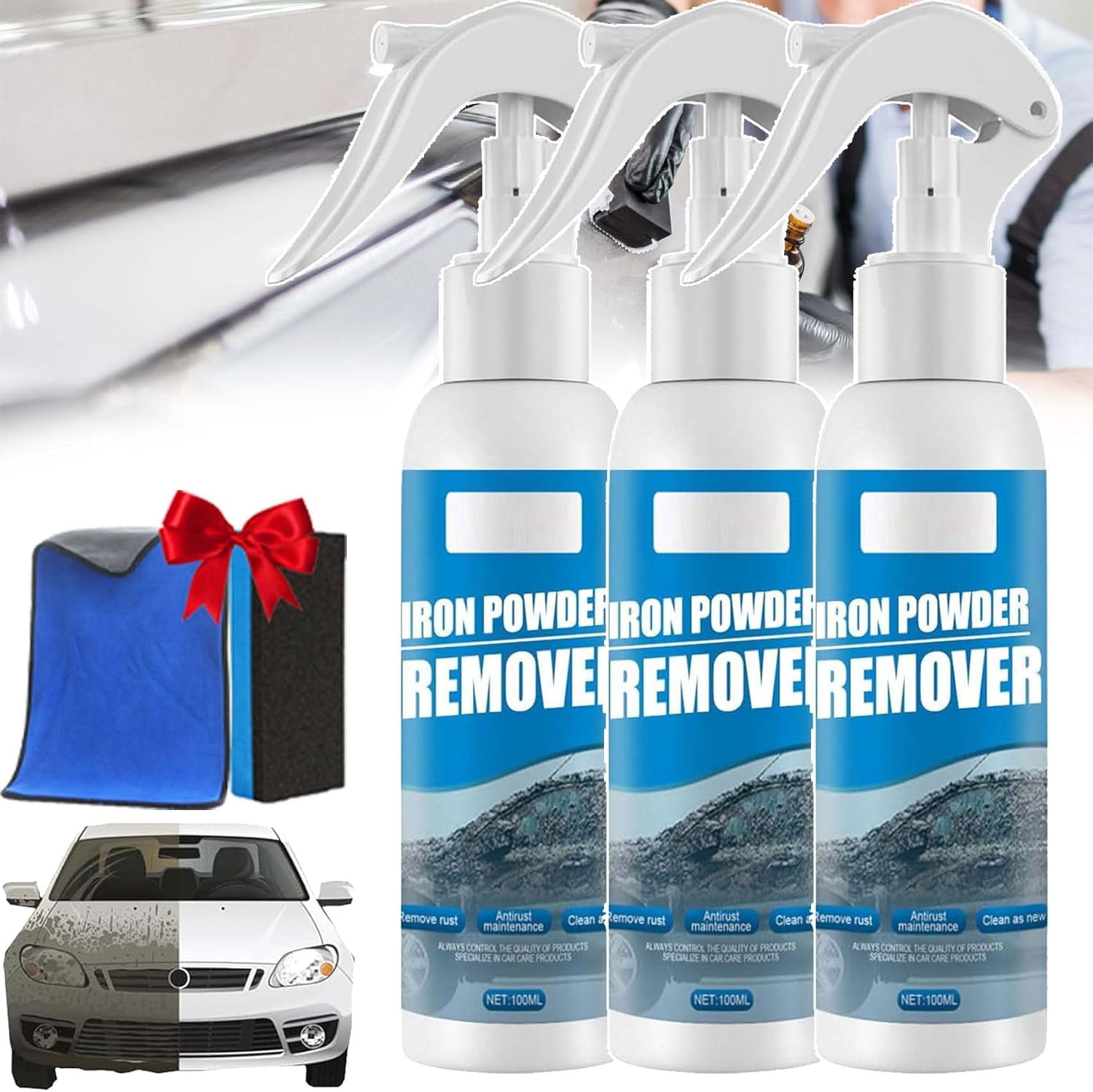 Iron Powder Remover Spray, 2025 New Car Rust Removal Spray ...