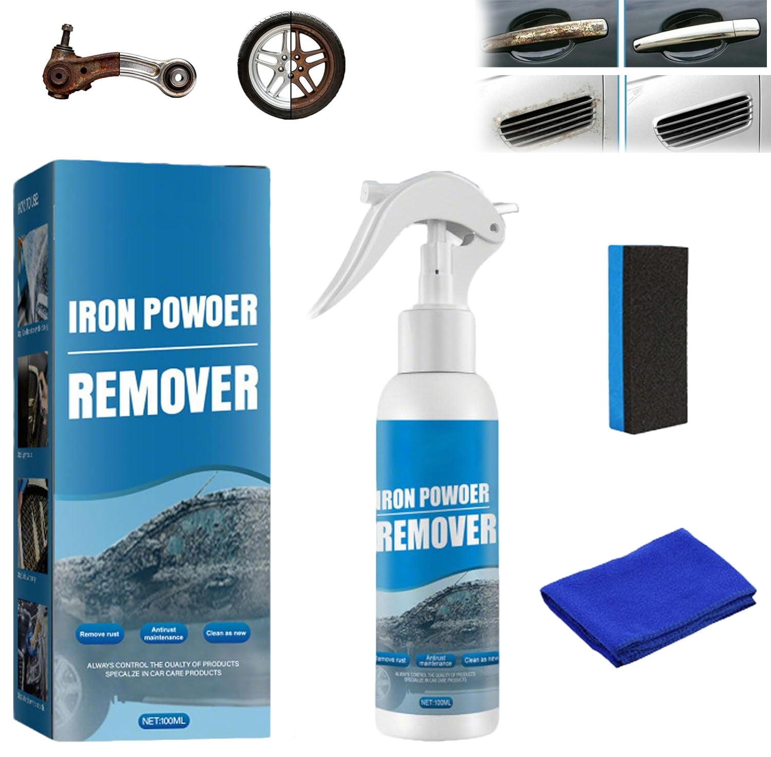 Iron Powder Remover Spray, Multi-functional Quick-acting Rust Removal ...