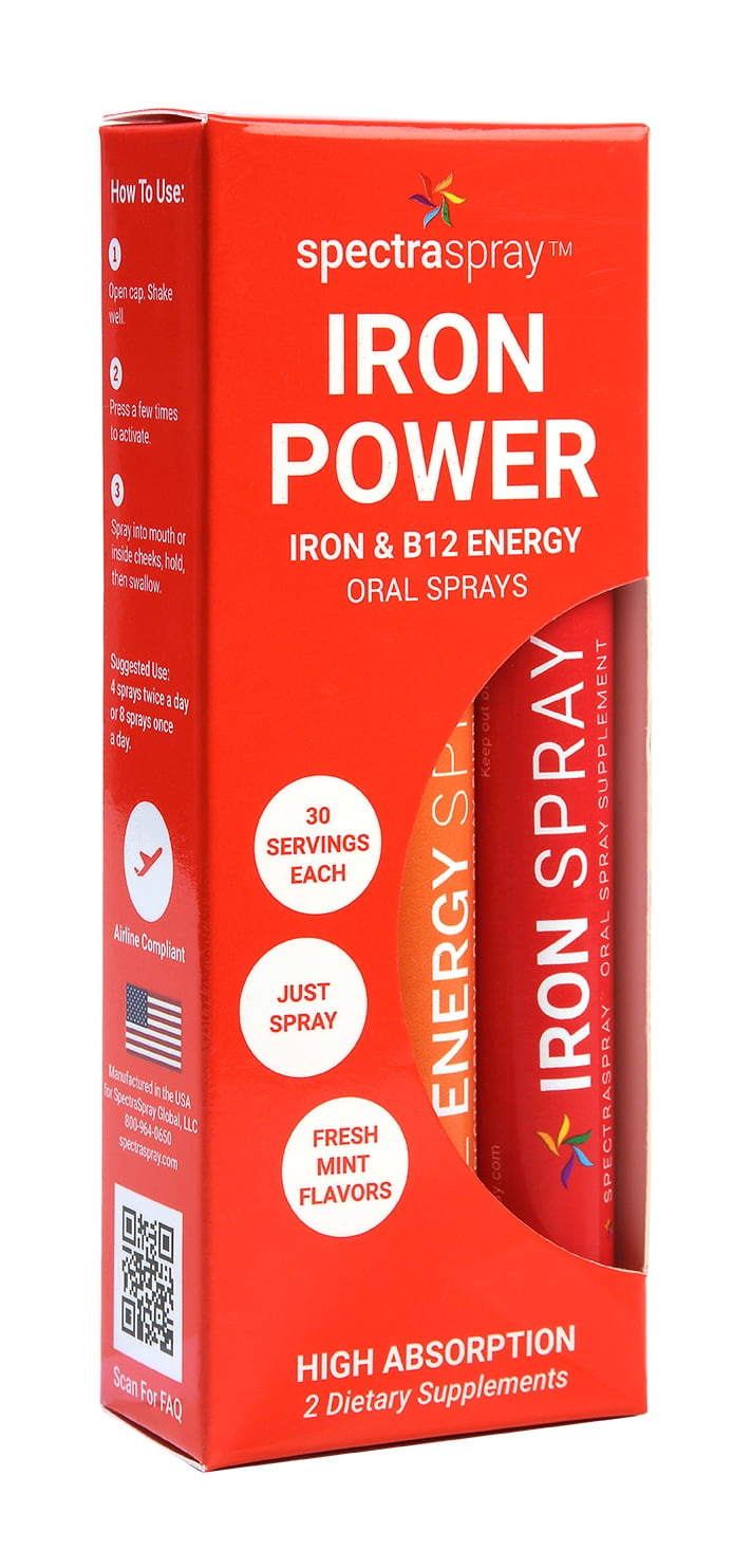 Iron Power Vegan Oral Spray Supplement Kit by SpectraSpray - Walmart.com