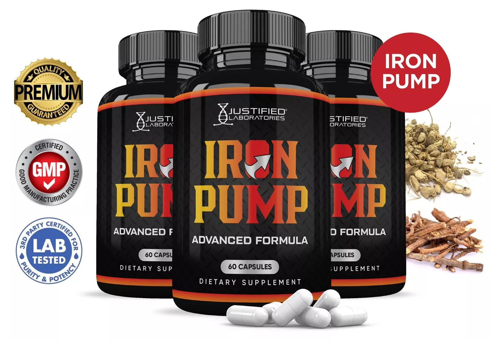 Iron Pump for Men Advanced Formula 1484MG Pills Vitamin Supplement 3 ...