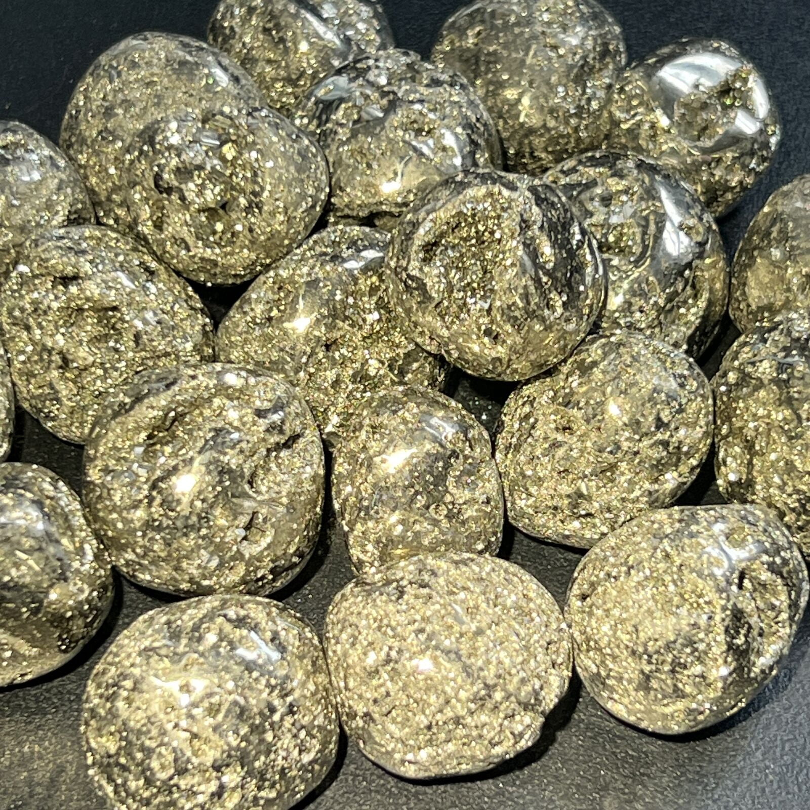Iron Pyrite Crystal Tumbled (3 Pcs) Fools Gold Polished Gemstones ...