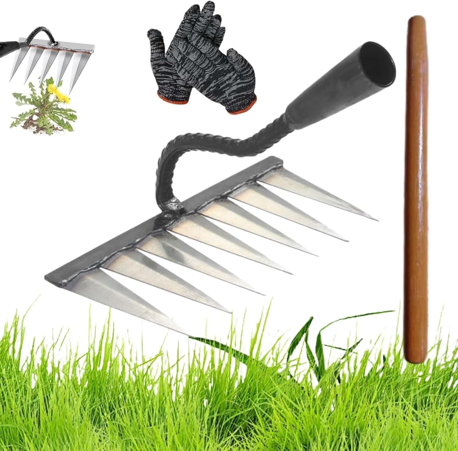 Iron Rake 2.0 for Gardening and Weeding, Customize 5/6/7/8 Carbon Steel ...