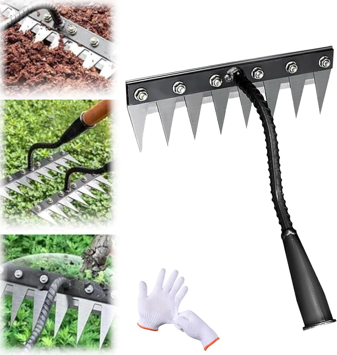 Iron Rake 2.0 - Gardinea Iron Rake for Gardening and Weeding, 5/6/7/8 ...