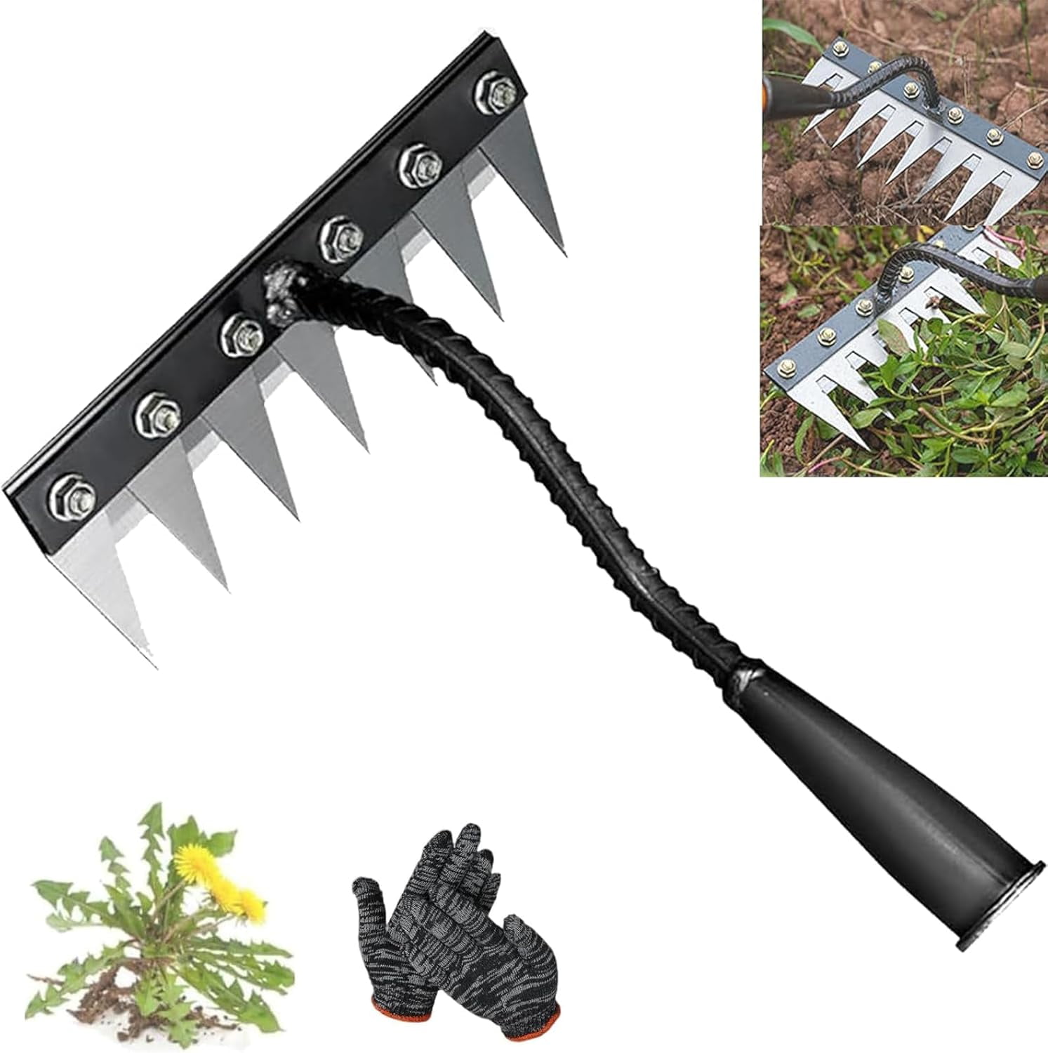 Iron Rake 2.0, Iron Rake for Gardening and Weeding, 5/6/7/8 Teeth ...
