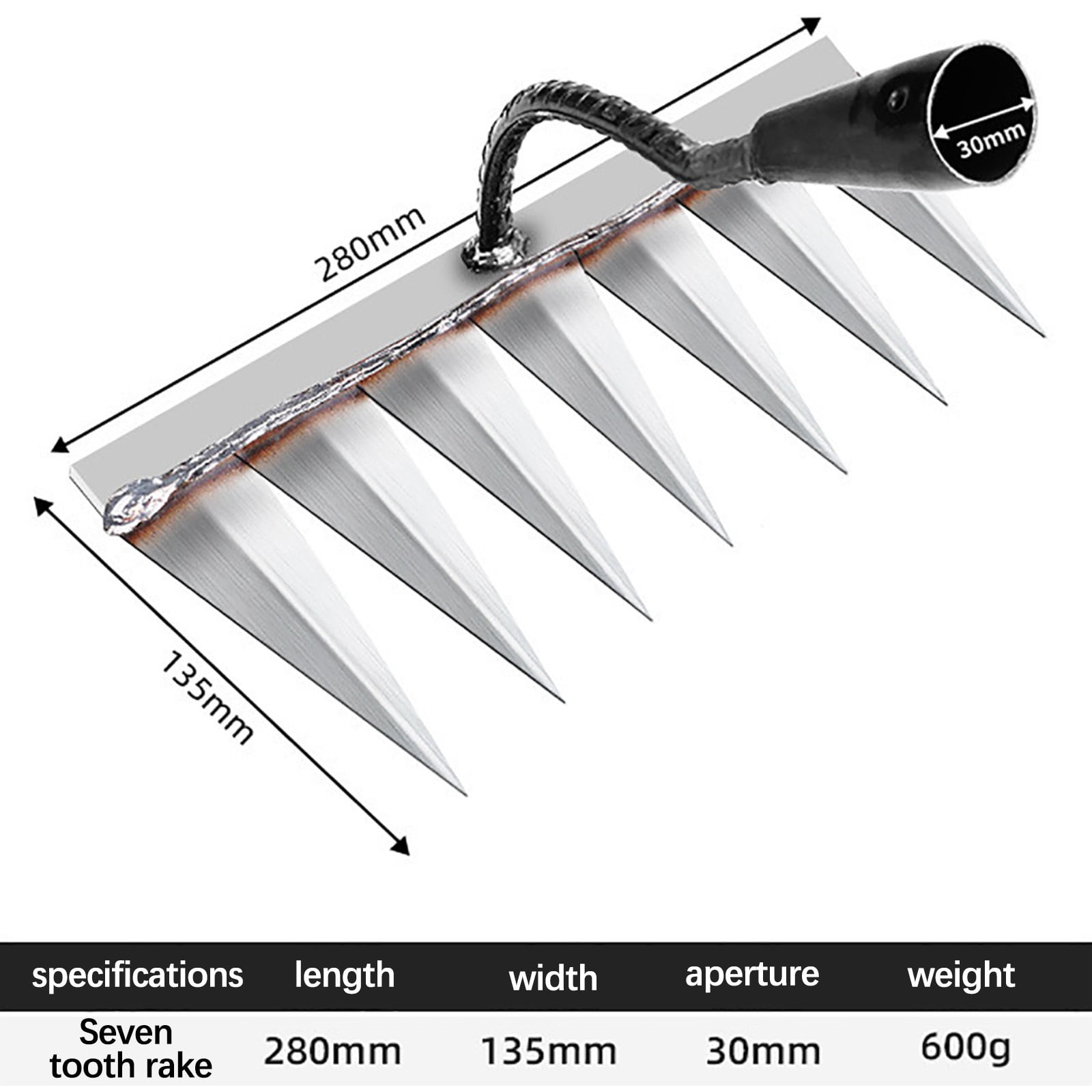 Iron Rake for Gardening and Weeding, Heavy Duty Iron Weeding Rake, 4/5 ...