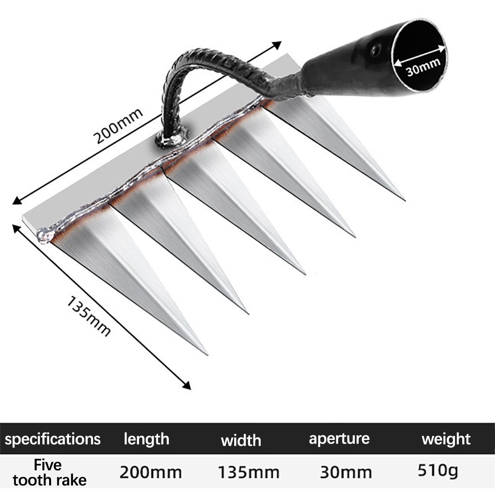 Iron Rake for Gardening and Weeding, Heavy Duty Iron Weeding Rake, 4/5 ...