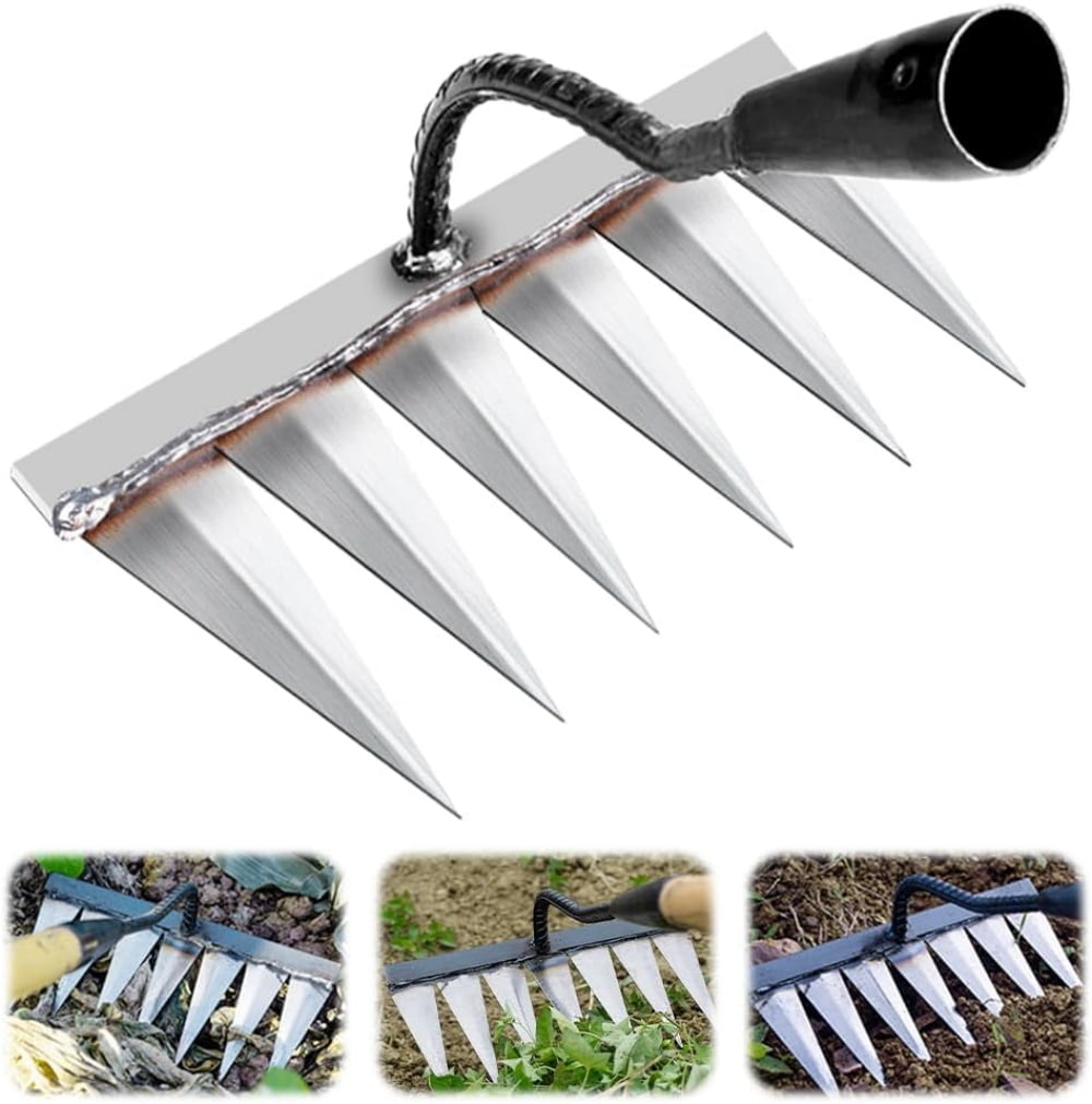 Iron Rake for Gardening and Weeding, Upgraded Iron Weeding Rake, Heavy ...