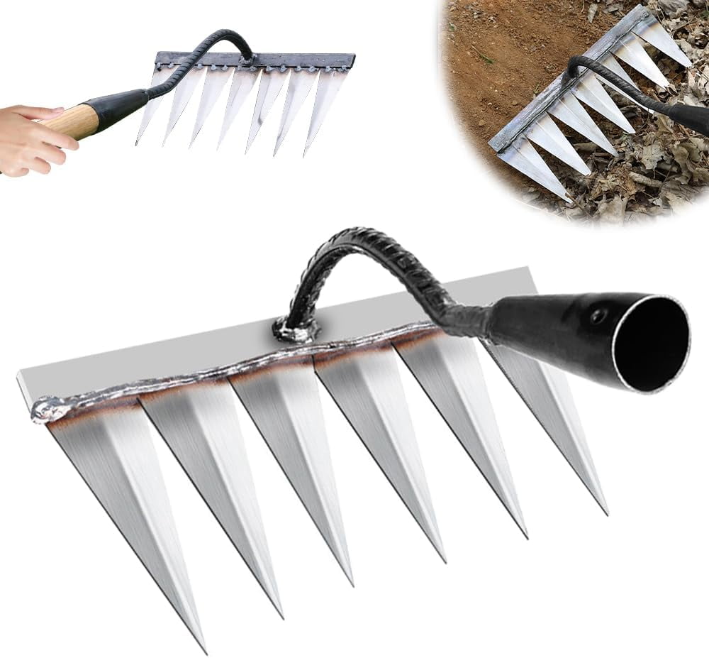 Iron Rake for Weeding and Gardening, Heavy Duty Garden Tool, Carbon ...